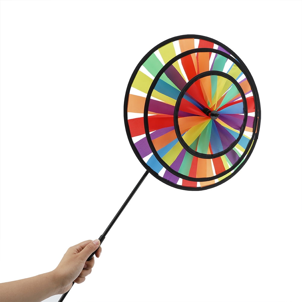 Rainbow Triple Wheel Spinner Colorful Whirl Pinwheel Wind Spinners ...
