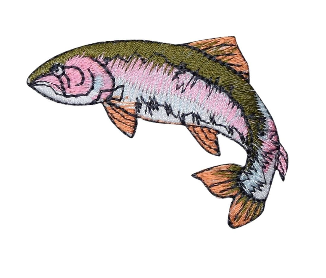 Wholesale Applique Rainbow Trout Fish Embroidered Iron On Patch, 1-5/8 ...