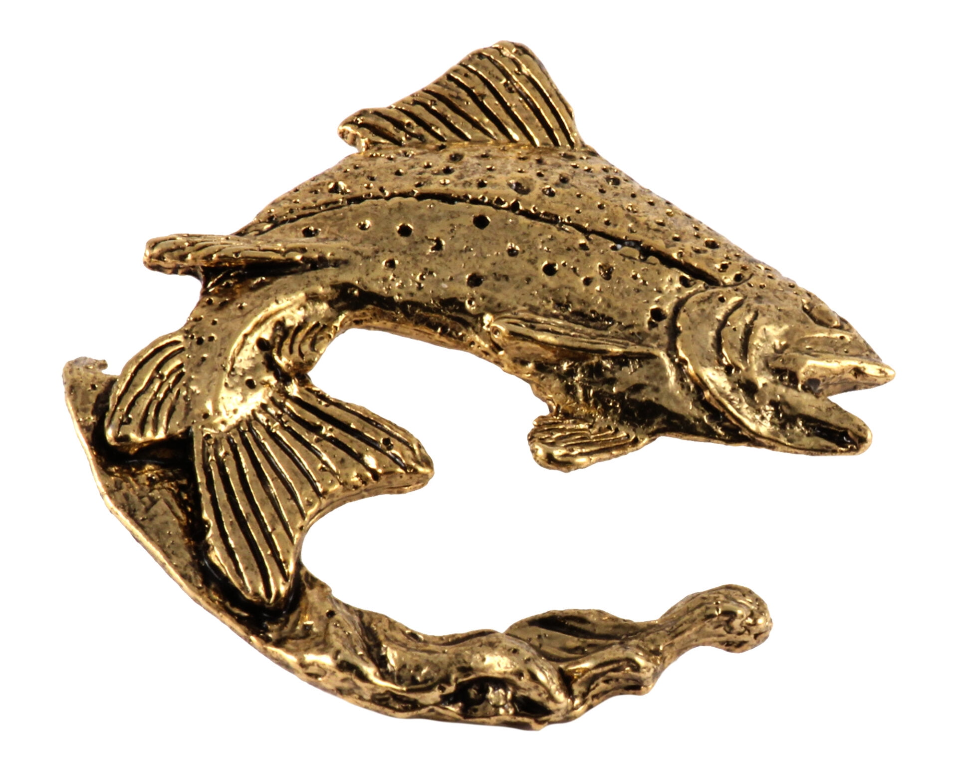 Rainbow Trout, Fish Pin, Leaping, Water, Gold Plated, FG004PRW, 2" Very ...