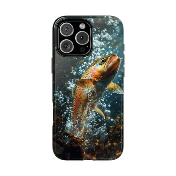 Rainbow Trout Fish Swimming River Fishing Scenic Art Phone Case with ...