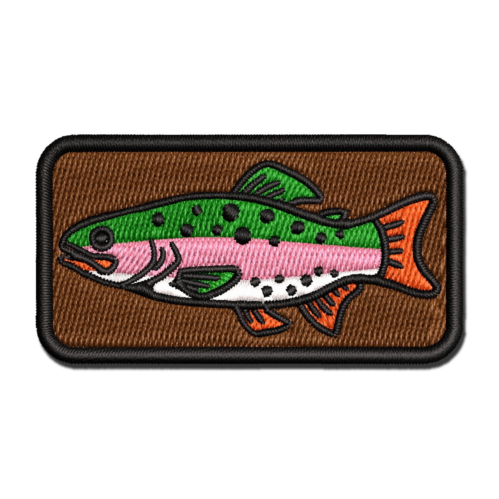Rainbow Trout Fish with Spots Fishing Applique Multi-Color Embroidered ...