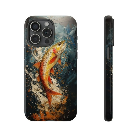 Rainbow Trout Fishing Reflection on Lake Nature Scene Phone Case with ...