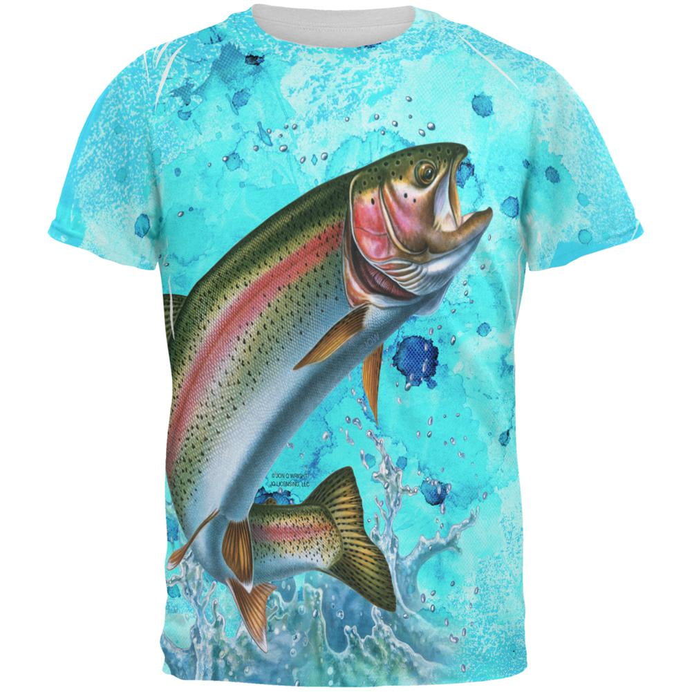 Rainbow Trout Jumping Splash All Over Mens T Shirt Multi LG - Walmart.com