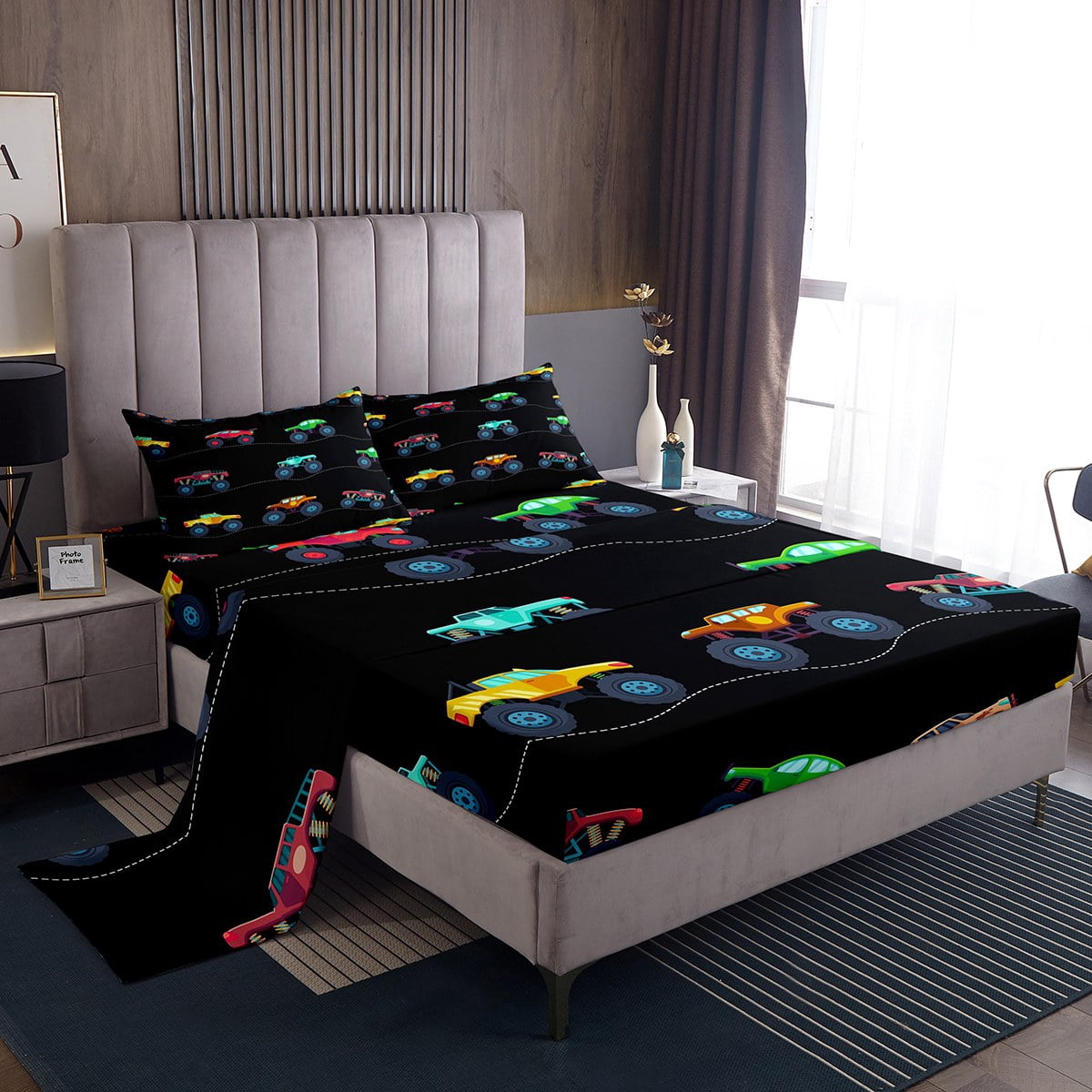 Rainbow Truck Twin Sheets Colorful Construction Vehicle Bed Set ...