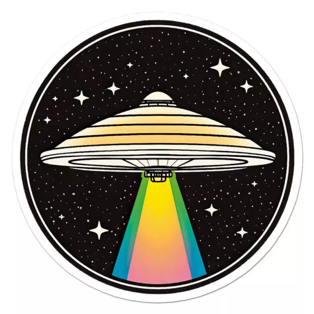 Rainbow Ufo Space Sticker Indoor Outdoor Phone Decal Water Bottle ...