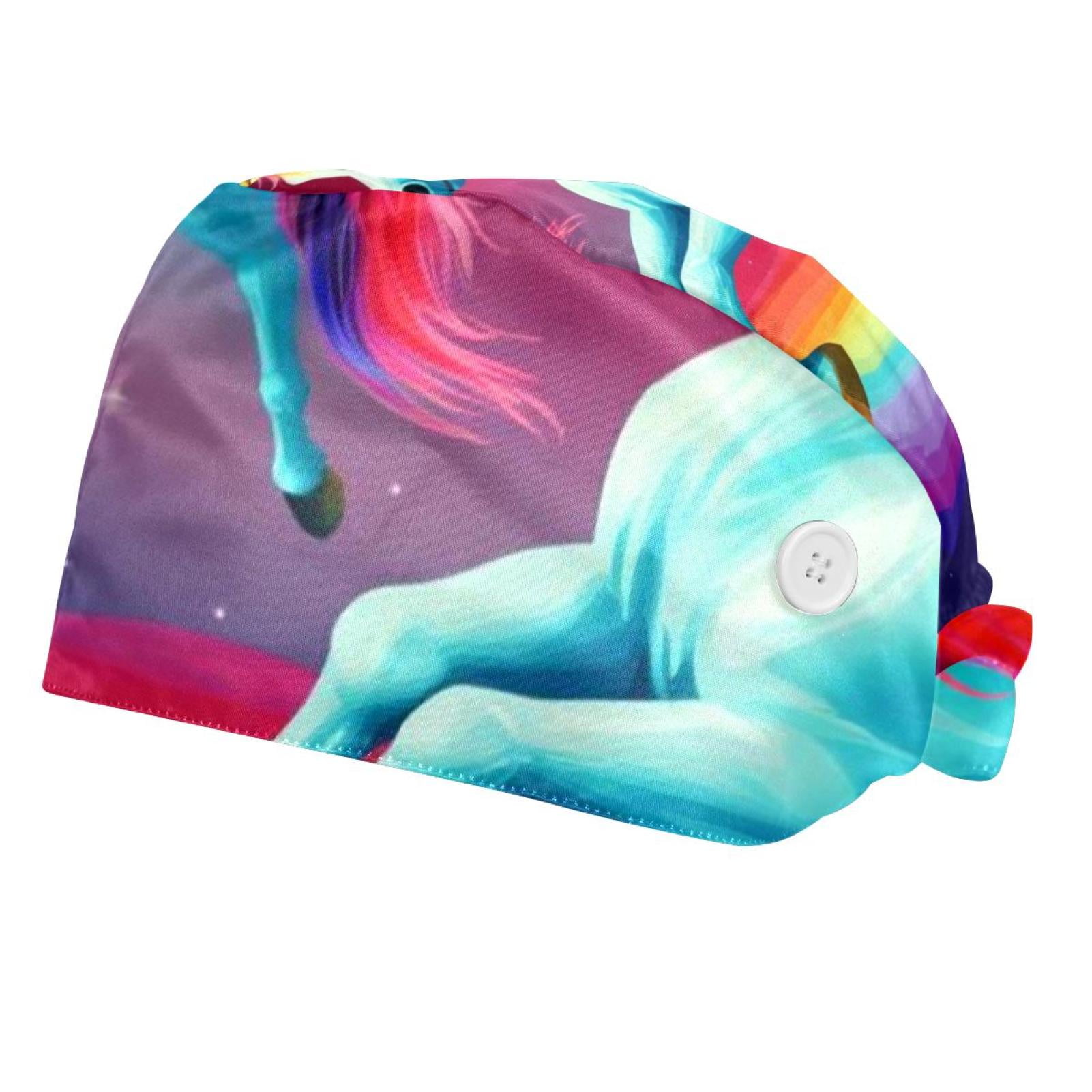 Rainbow Unicorn Adjustable Women Working Caps with Buttons One Size ...