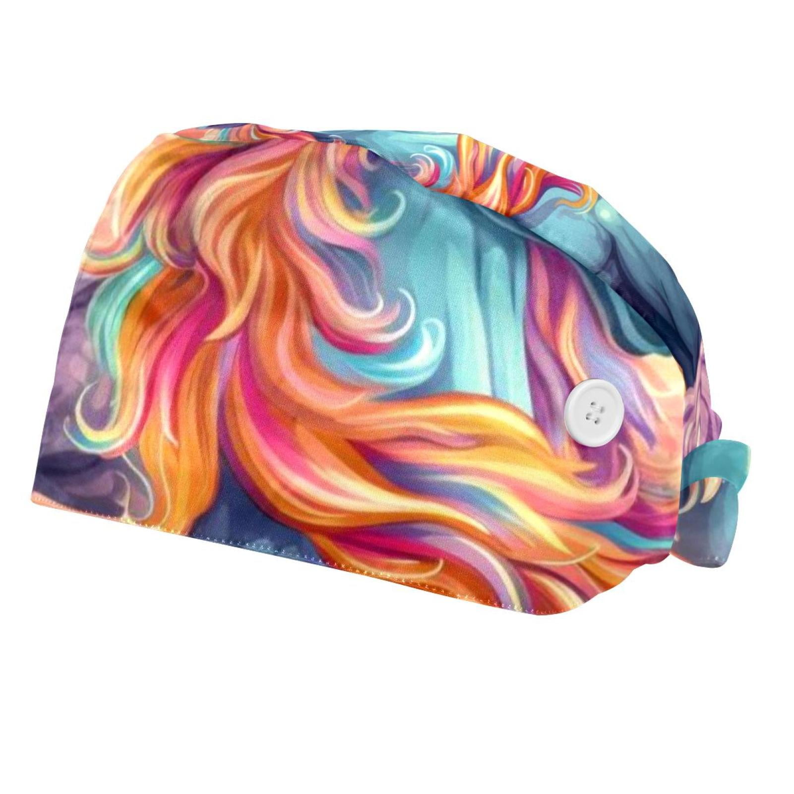 Rainbow Unicorn Adjustable Working Cap with Sweatband Suitable, 2 Packs ...