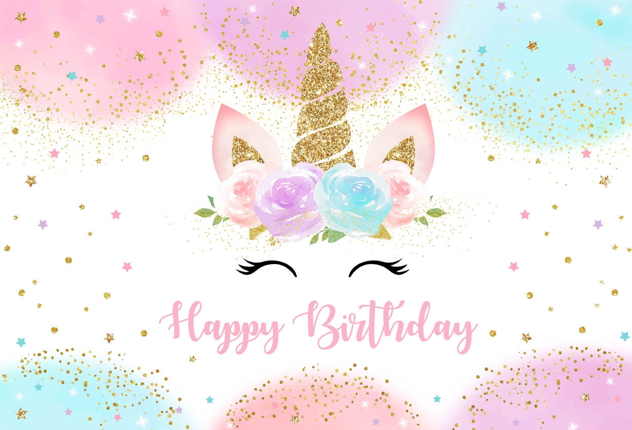Rainbow Unicorn Backdrop Happy Birthday Party Decorations for Girls ...