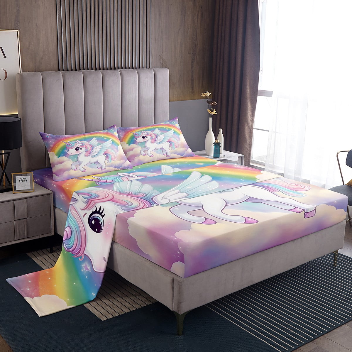 Rainbow Unicorn Bed Sheets King for Girls Unicorn Sheets Galaxy Stars ...
