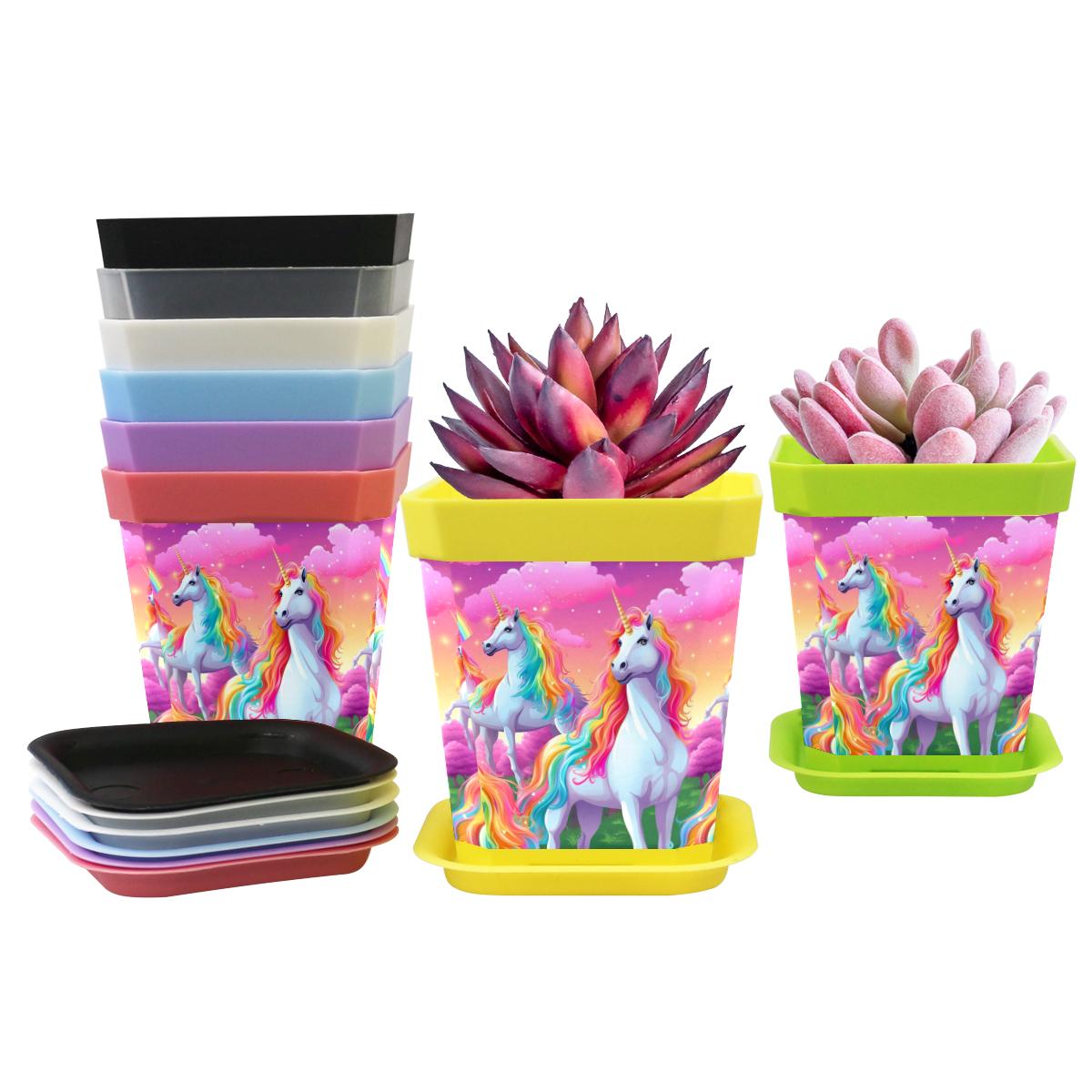 Rainbow Unicorn Cartoon Caribbean Planter 8PCS - Lightweight Indoor ...