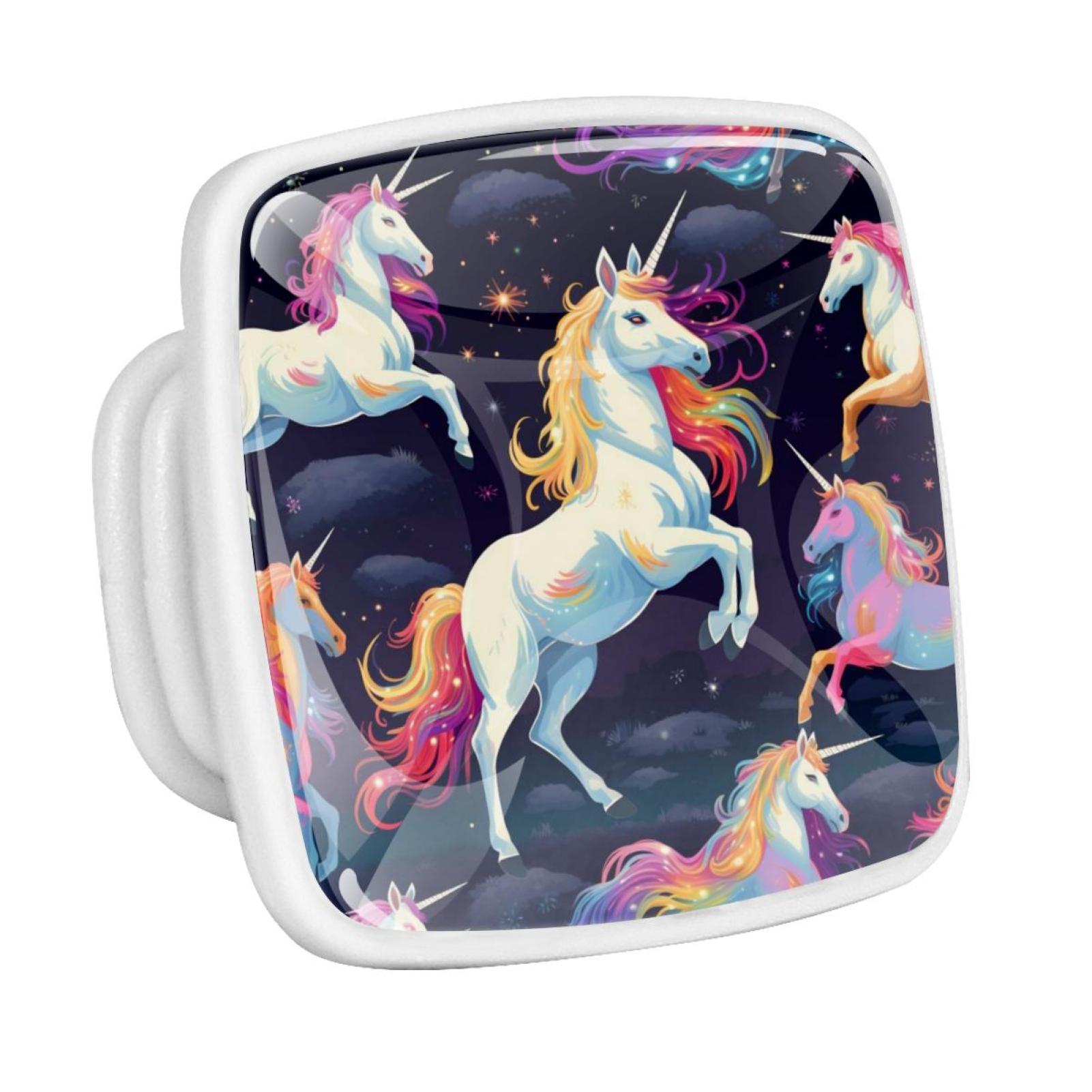 Rainbow Unicorn Cartoon Fluorescent Drawer Pulls with Screws Square 4 ...
