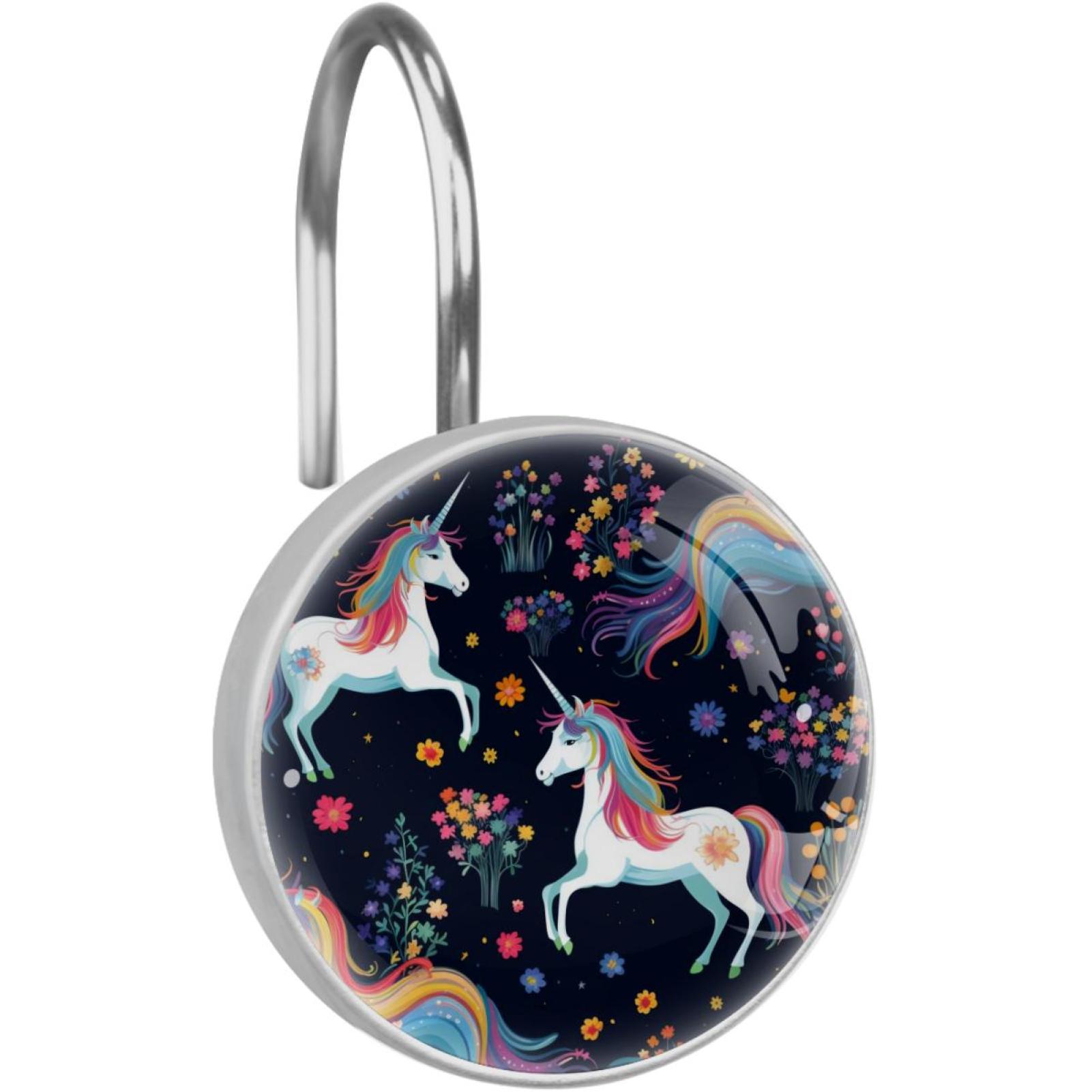 Rainbow Unicorn Cartoon Pattern 2PCS Unique Hooks Resin Glass Stainless ...