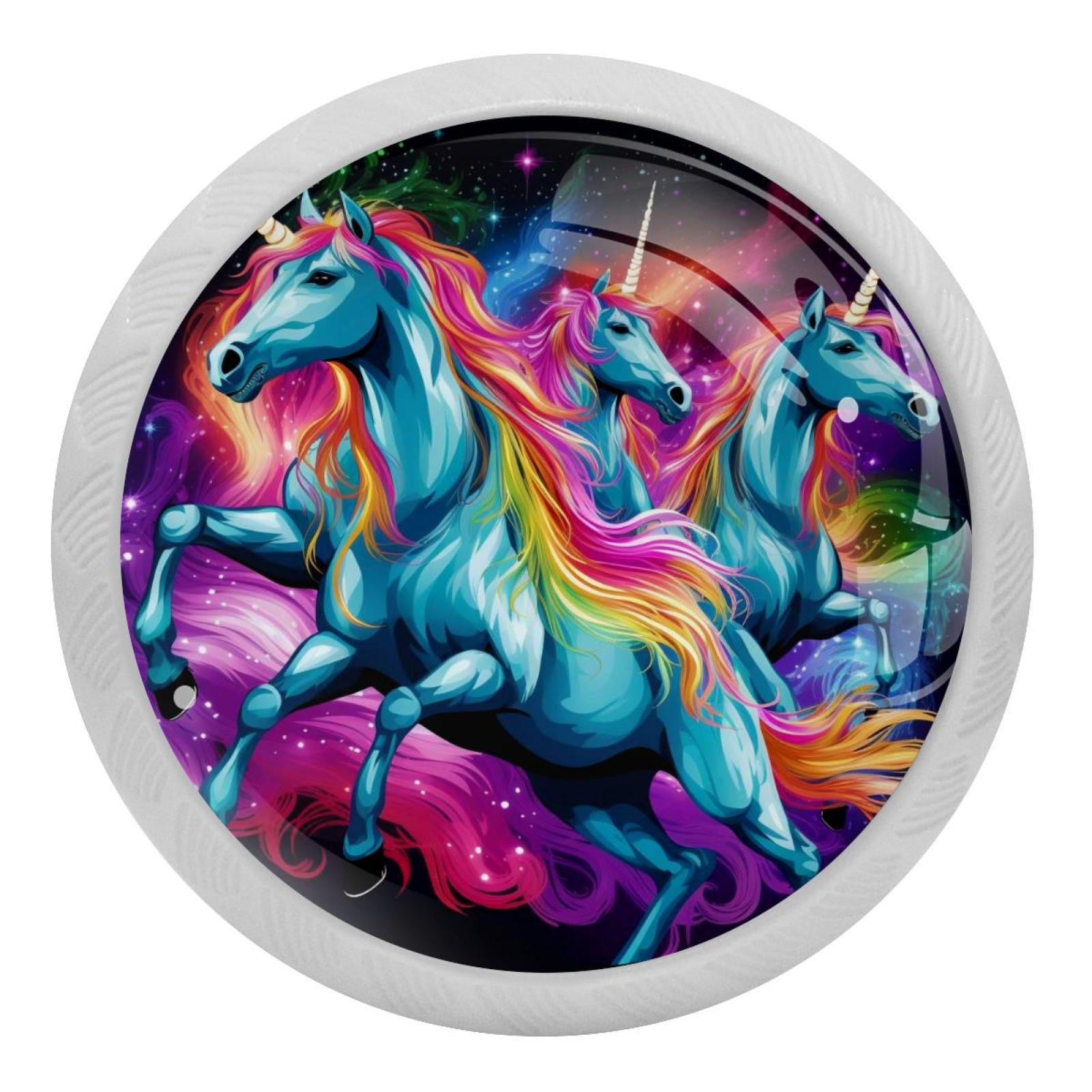 Rainbow Unicorn Cartoon Pattern 4PCS Cabinet Knobs Pulls Fluorescent ...