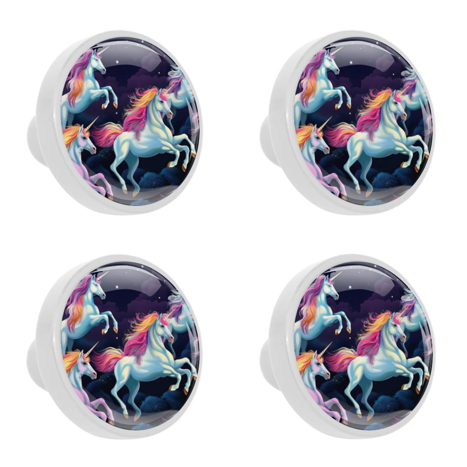 Rainbow Unicorn Cartoon Pattern Cabinet Knob 4 pcs Drawer Knob Cabinet ...