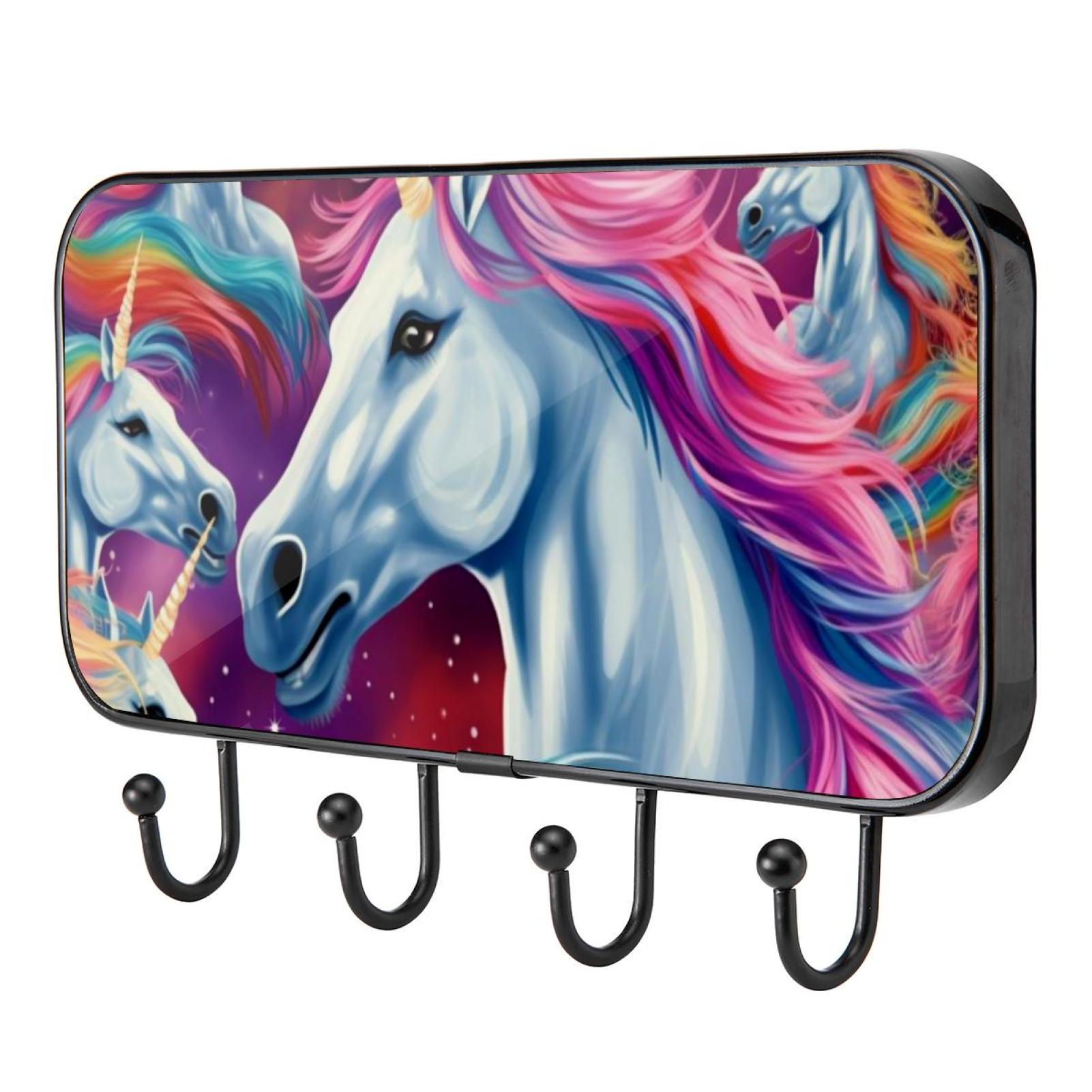 Rainbow Unicorn Cartoon Self Adhesive Towel Coat Wood Iron Hooks for ...