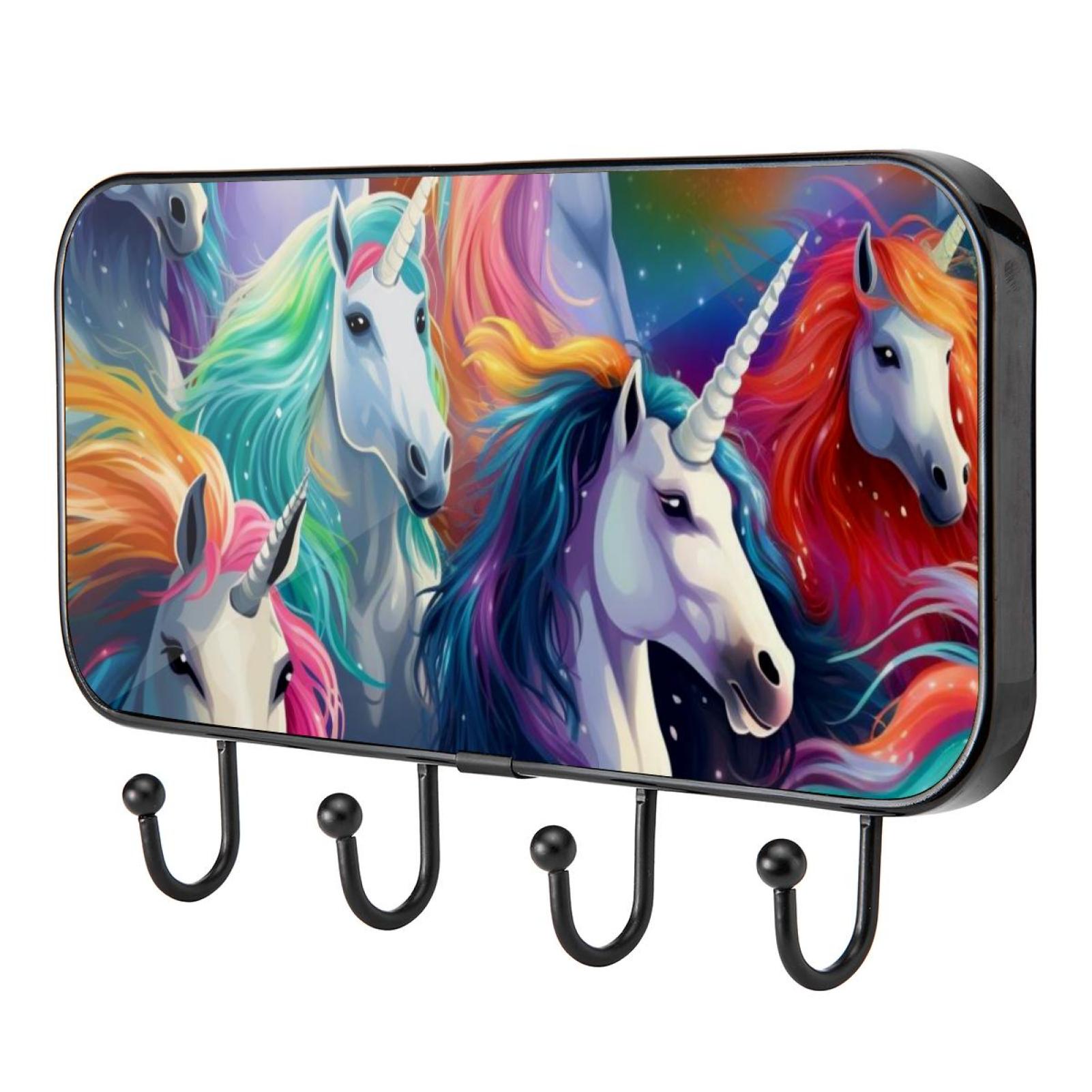 Rainbow Unicorn Cartoon Self Adhesive Towel Coat Wood Iron Hooks for ...