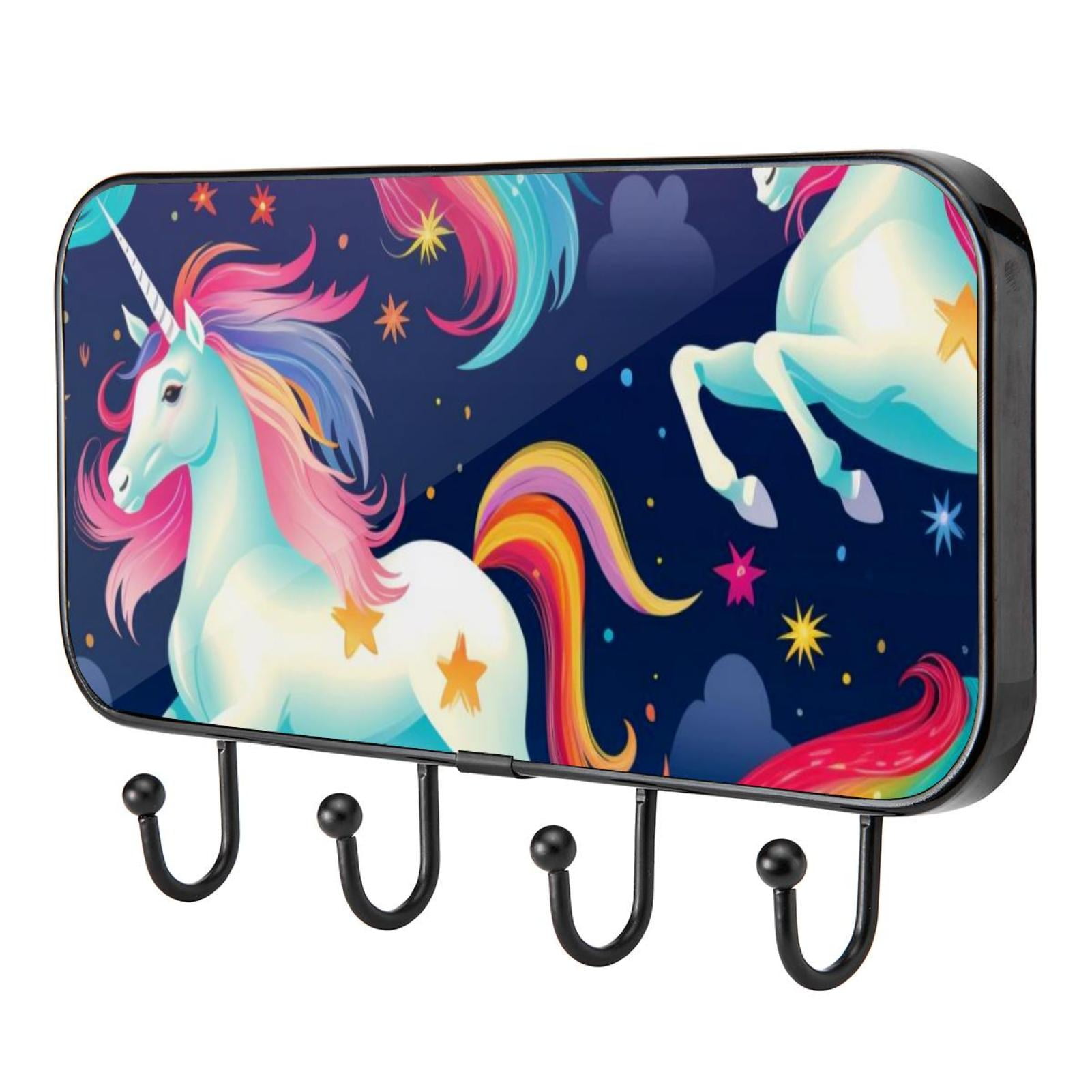 Rainbow Unicorn Cartoon Self Adhesive Towel Coat Wood Iron Hooks for ...