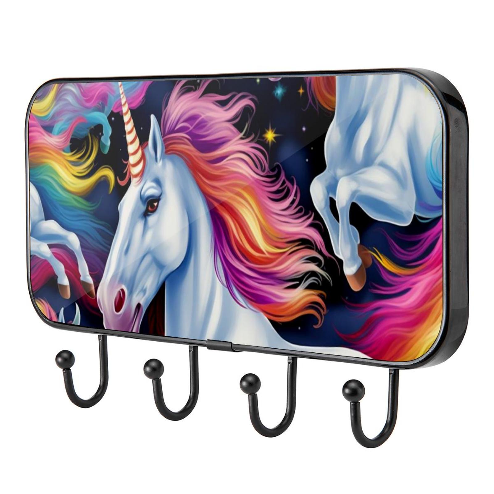 Rainbow Unicorn Cartoon Self Adhesive Towel Coat Wood Iron Hooks for ...