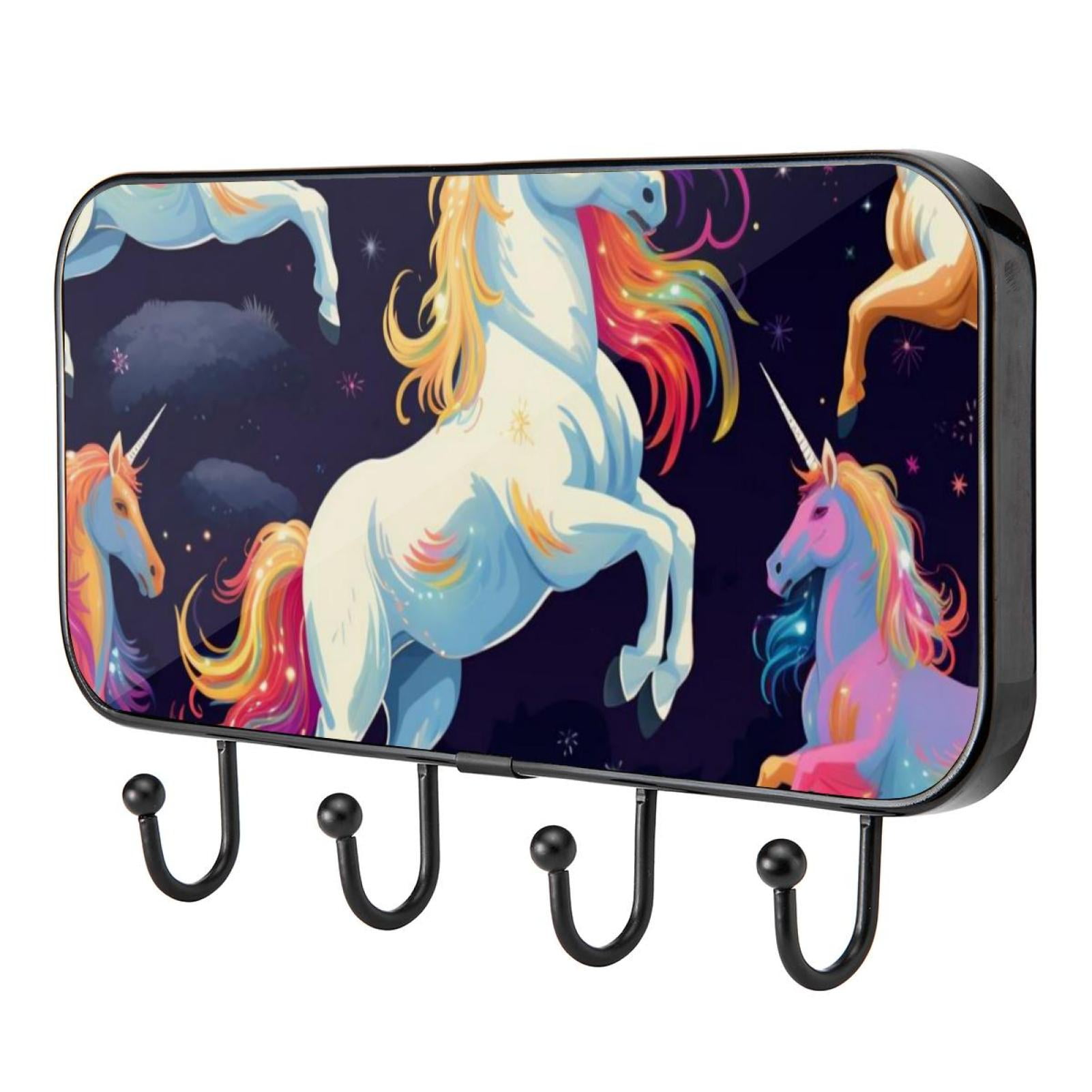 Rainbow Unicorn Cartoon Self Adhesive Towel Coat Wood Iron Hooks for ...