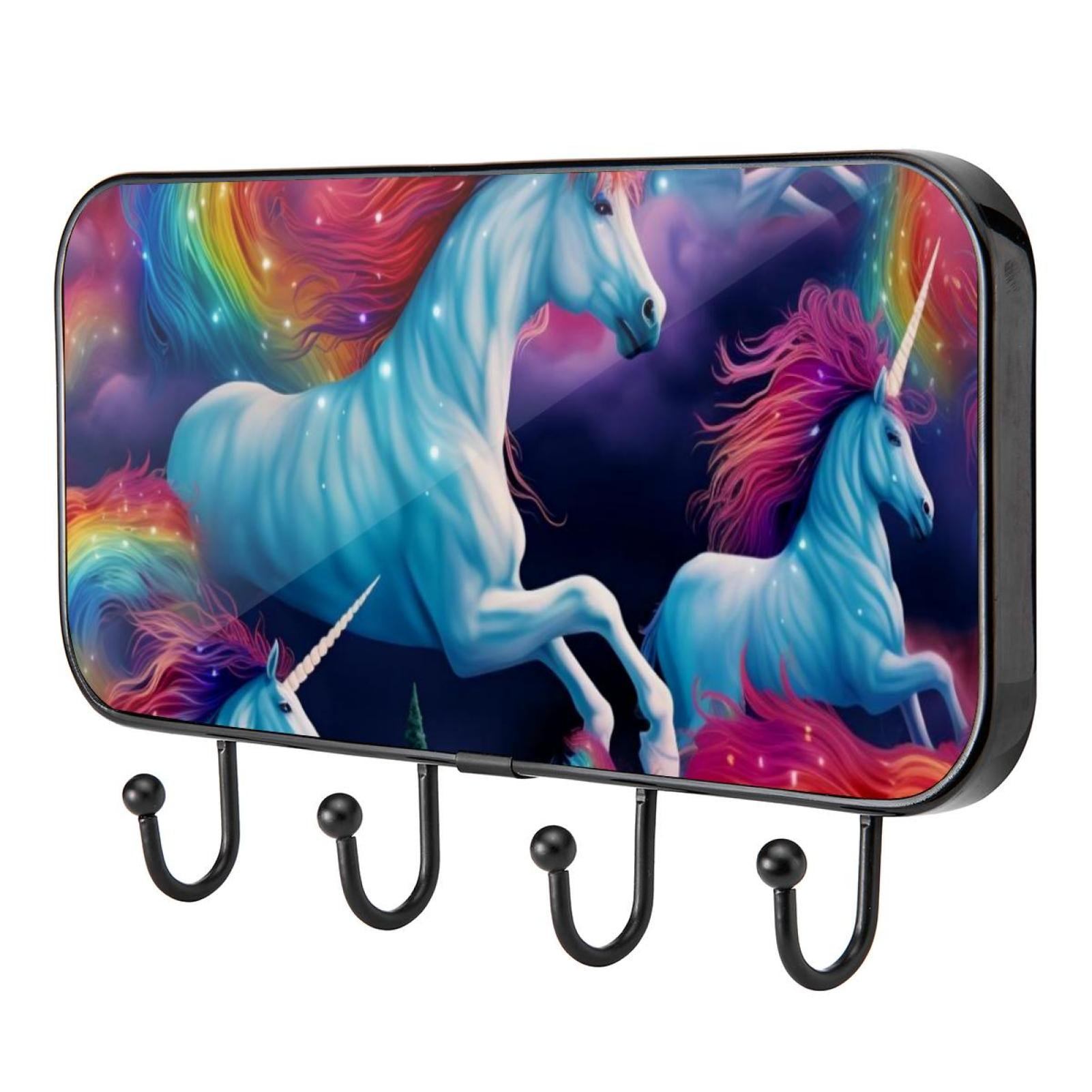 Rainbow Unicorn Cartoon Self Adhesive Towel Coat Wood Iron Hooks for ...
