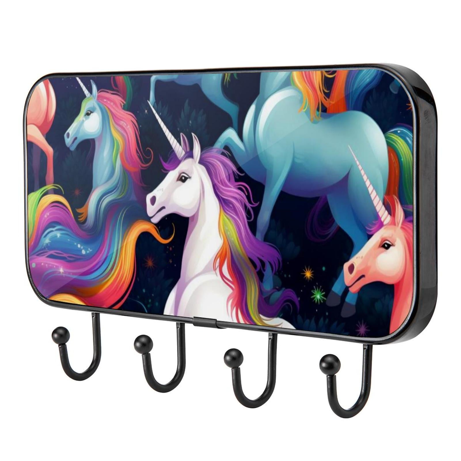 Rainbow Unicorn Cartoon Self Adhesive Towel Coat Wood Iron Hooks for ...