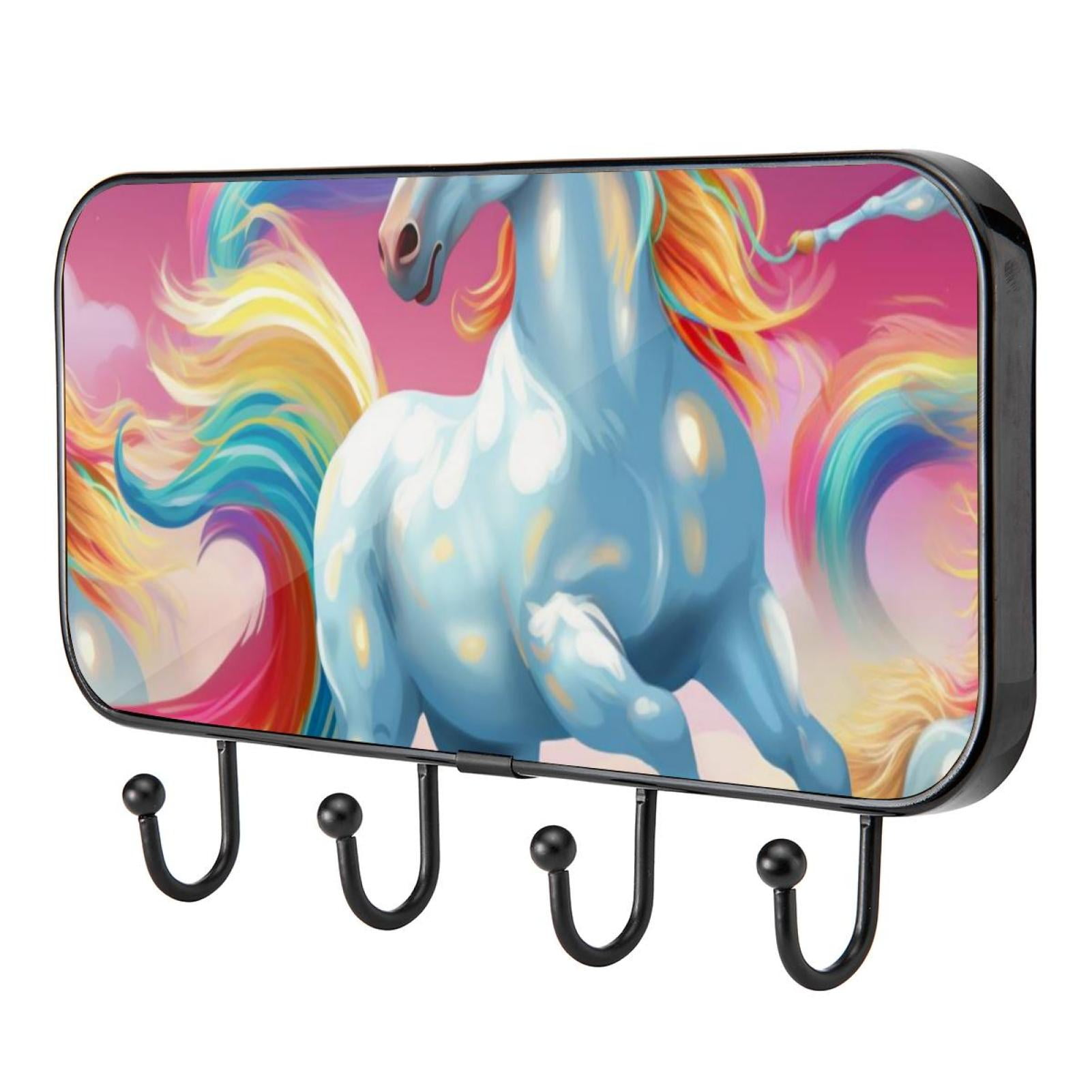 Rainbow Unicorn Cartoon Self Adhesive Towel Coat Wood Iron Hooks for ...