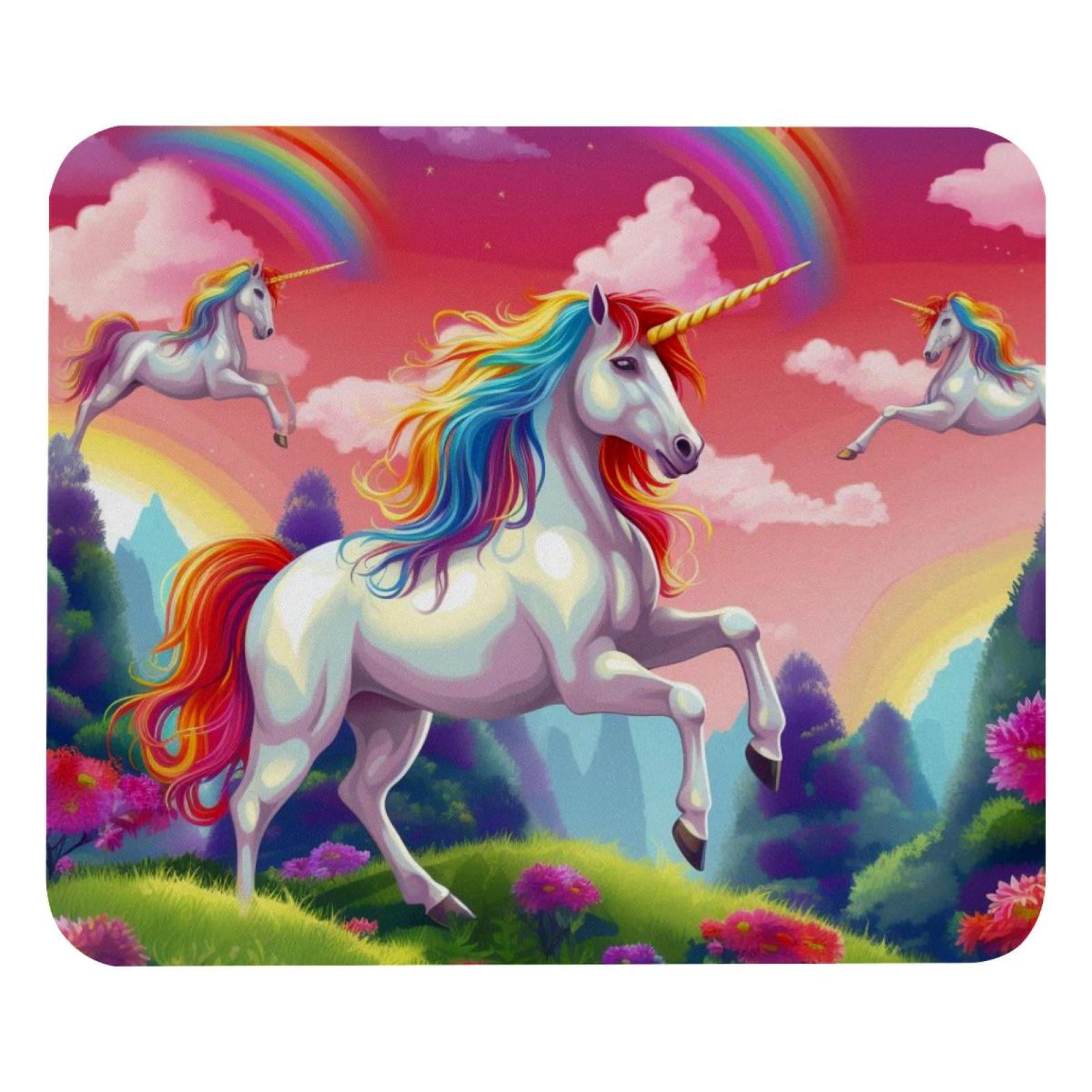Rainbow Unicorn Computer Mouse Pad,Rubber Mouse Mat for Gaming, Office ...