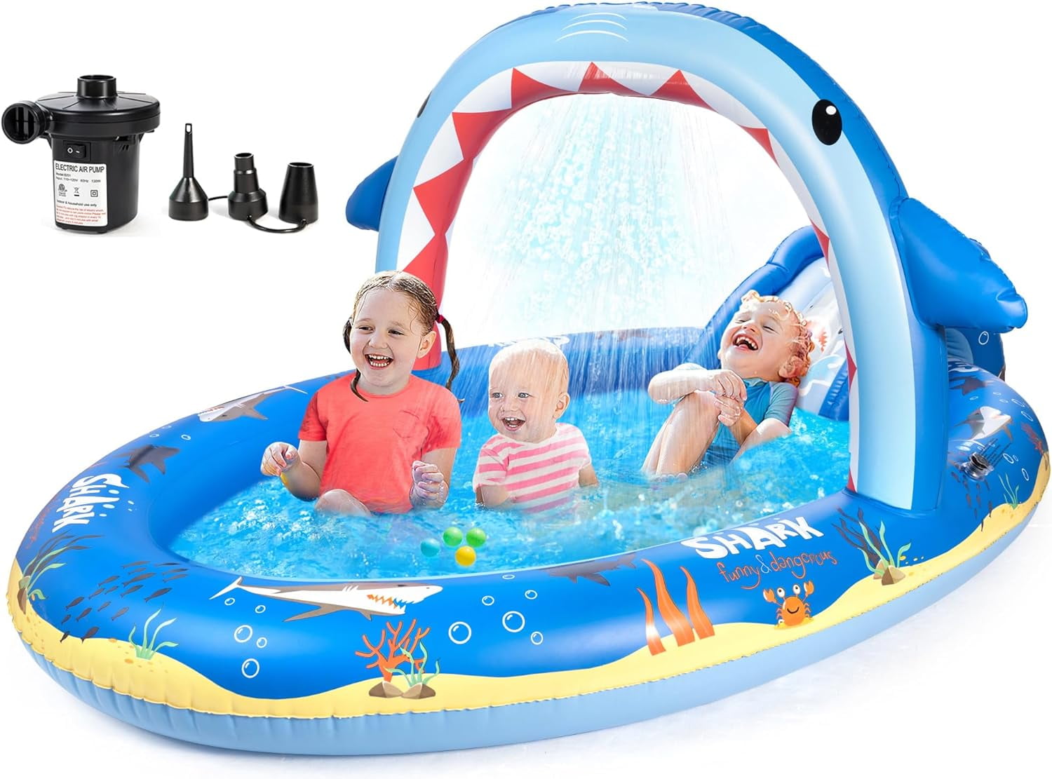 Rainbow Unicorn Inflatable Play Center Kiddie Pool with Slide and ...