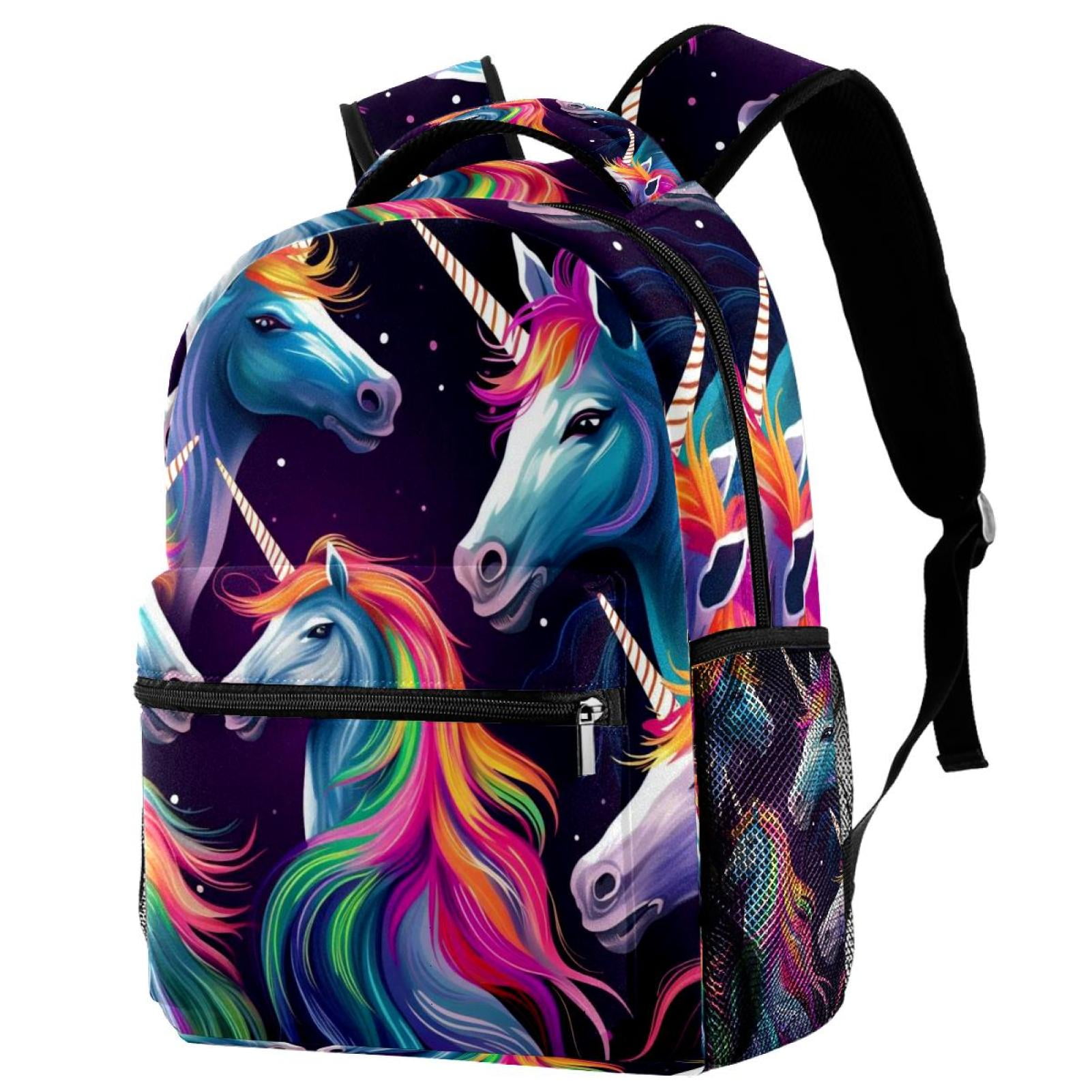 Rainbow Unicorn Lovely Lightweight Backpacks Roomy Interior, Casual ...