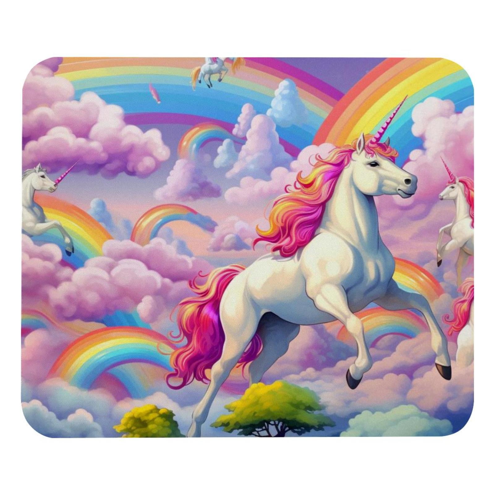 Rainbow Unicorn Mouse Pad, Personality Design Rubber Base for Office ...