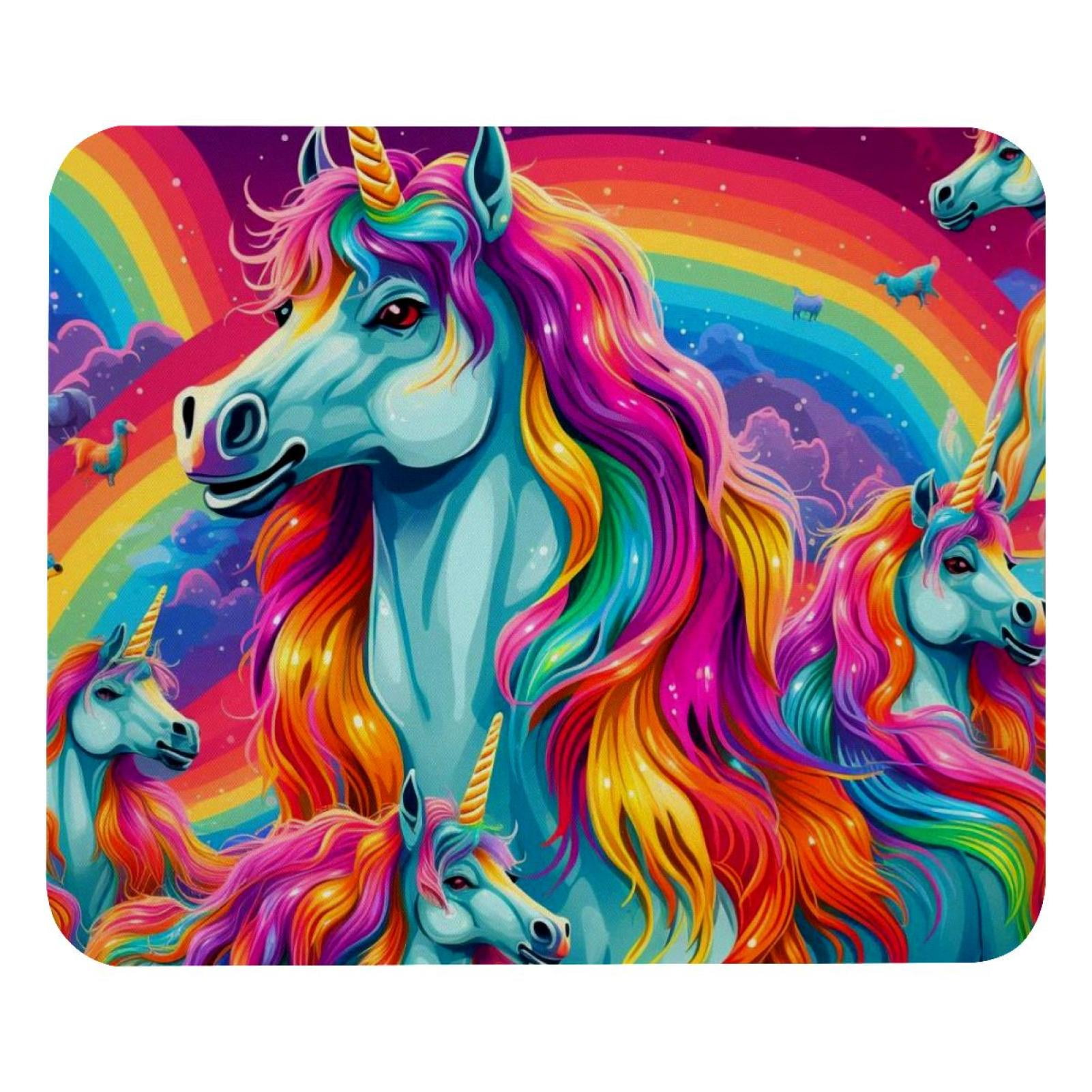 Rainbow Unicorn Mouse Pad, Rubber Base Computer Mouse Pads for Wireless ...