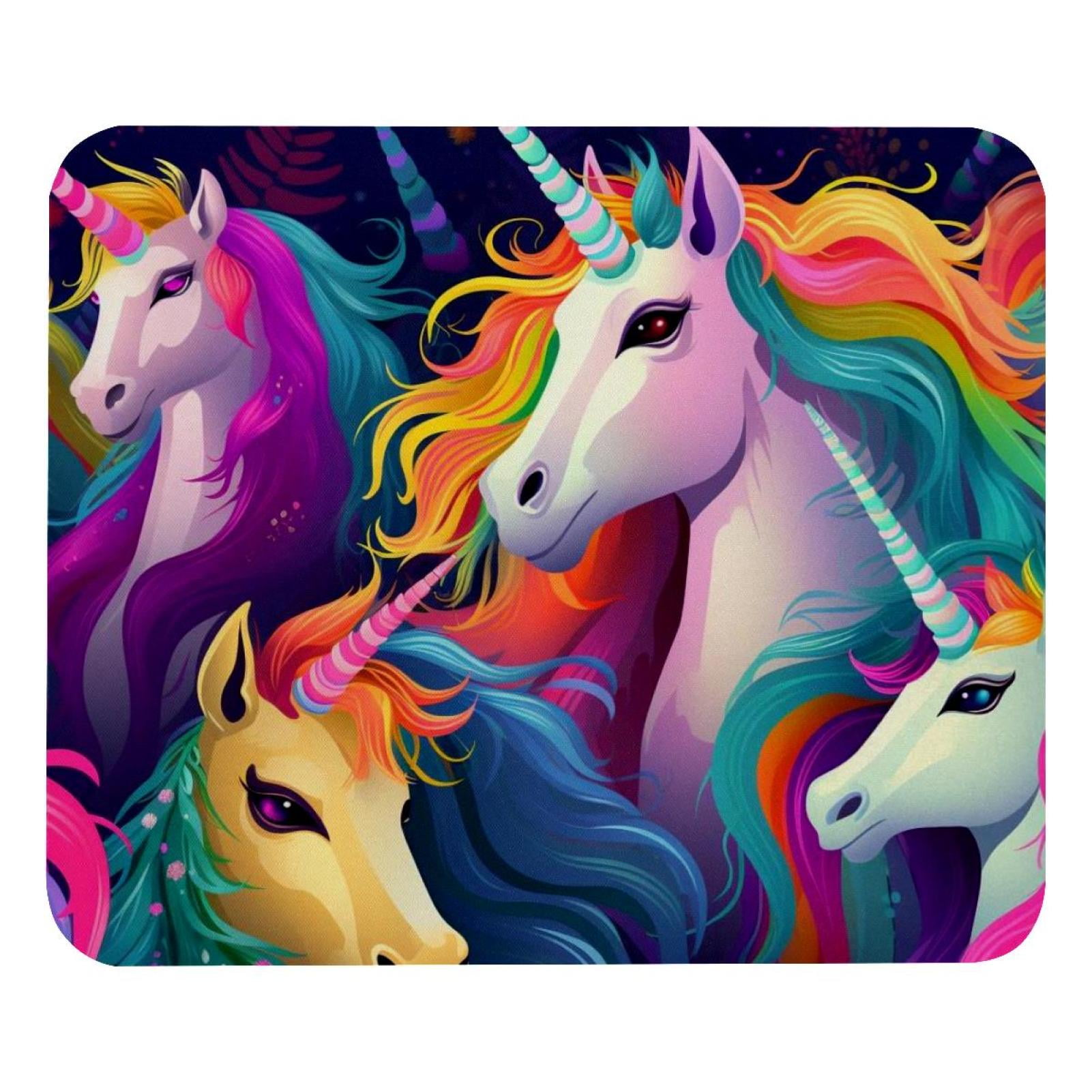 Rainbow Unicorn Mouse Pad, Rubber Base Computer Mouse Pads for Wireless ...
