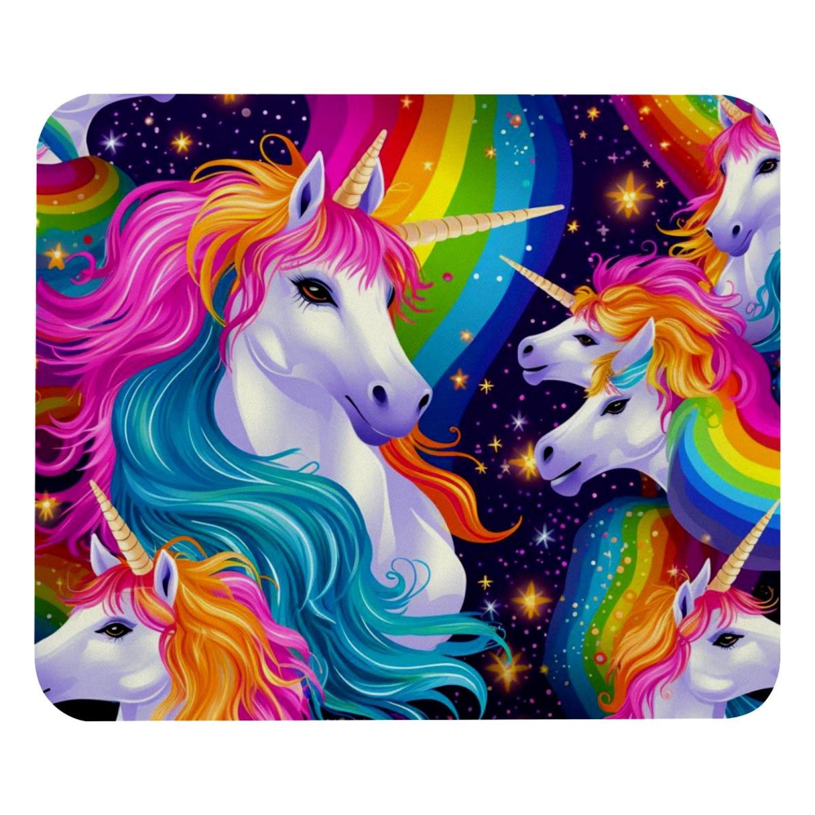 Rainbow Unicorn Mouse Pad, Rubber Base Computer Mouse Pads for Wireless ...