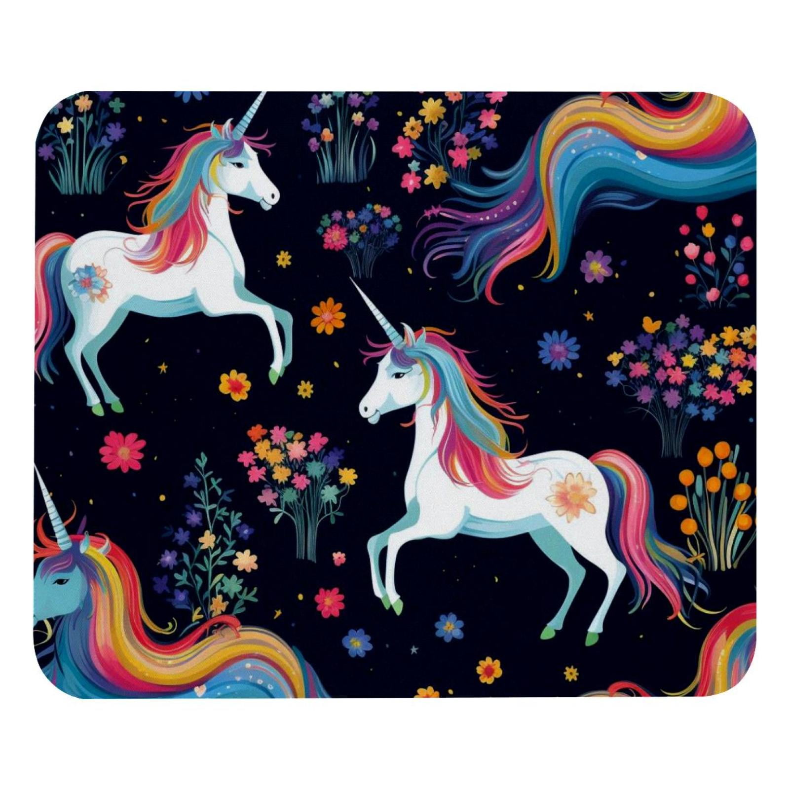 Rainbow Unicorn Mouse Pad, Rubber Base Computer Mouse Pads for Wireless ...
