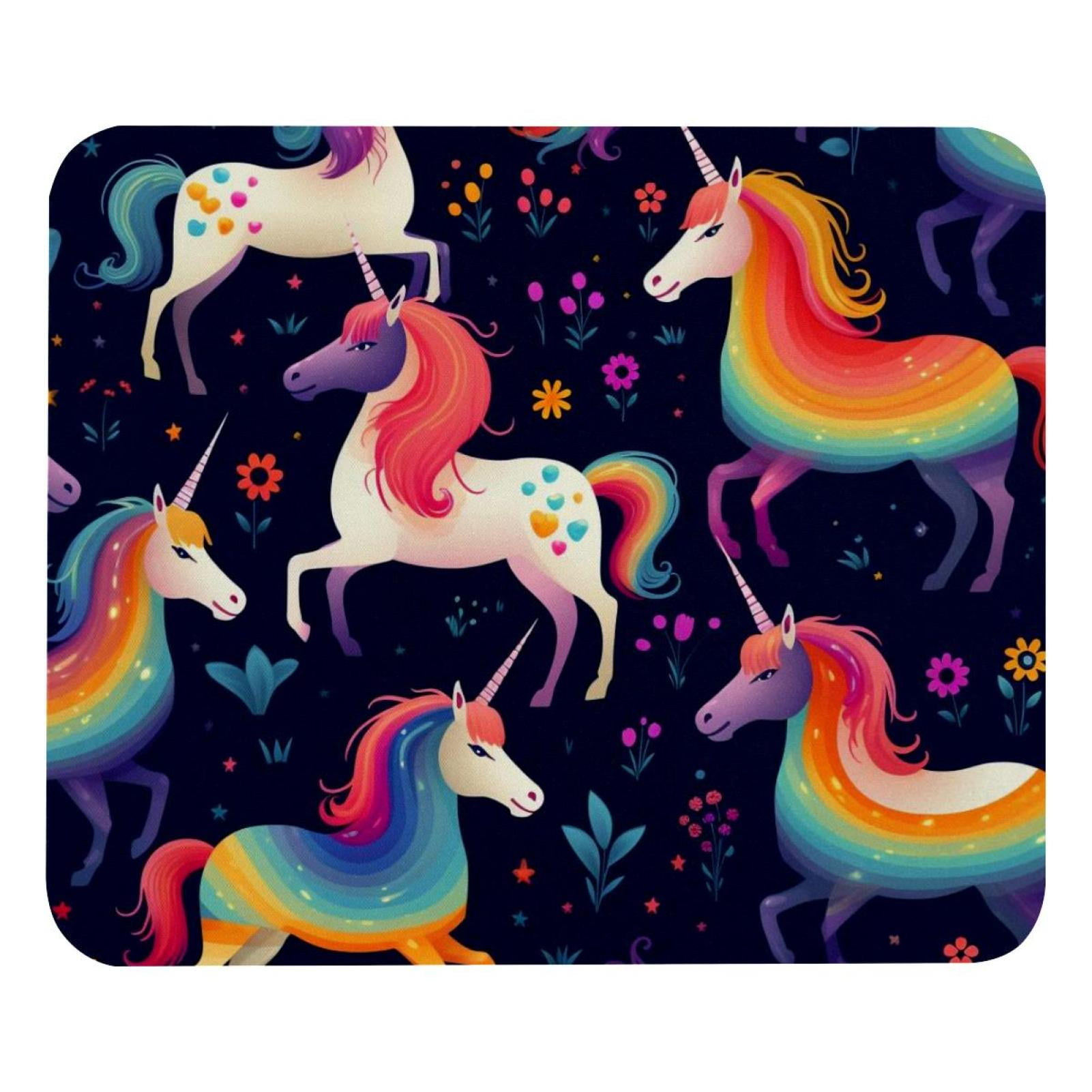Rainbow Unicorn Mouse Pad, Rubber Base Computer Mouse Pads for Wireless ...