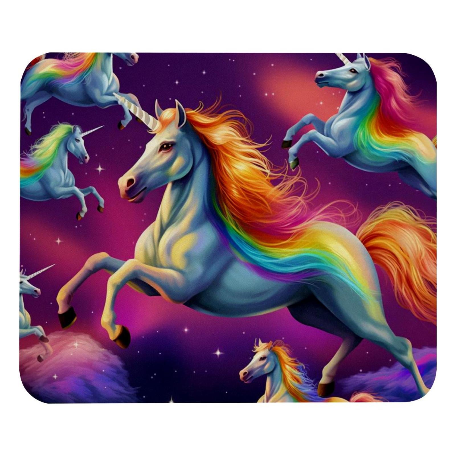 Rainbow Unicorn Mouse Pad, Rubber Base Computer Mouse Pads for Wireless ...