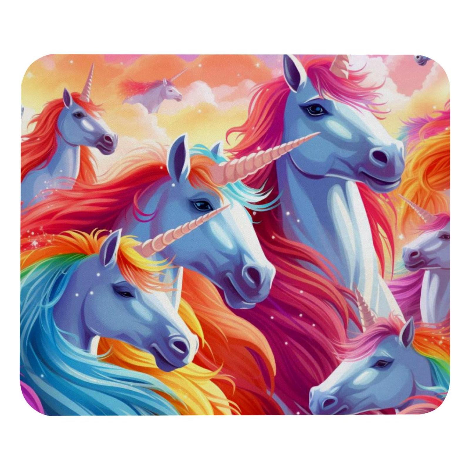 Rainbow Unicorn Mouse Pad, Rubber Base Computer Mouse Pads for Wireless ...