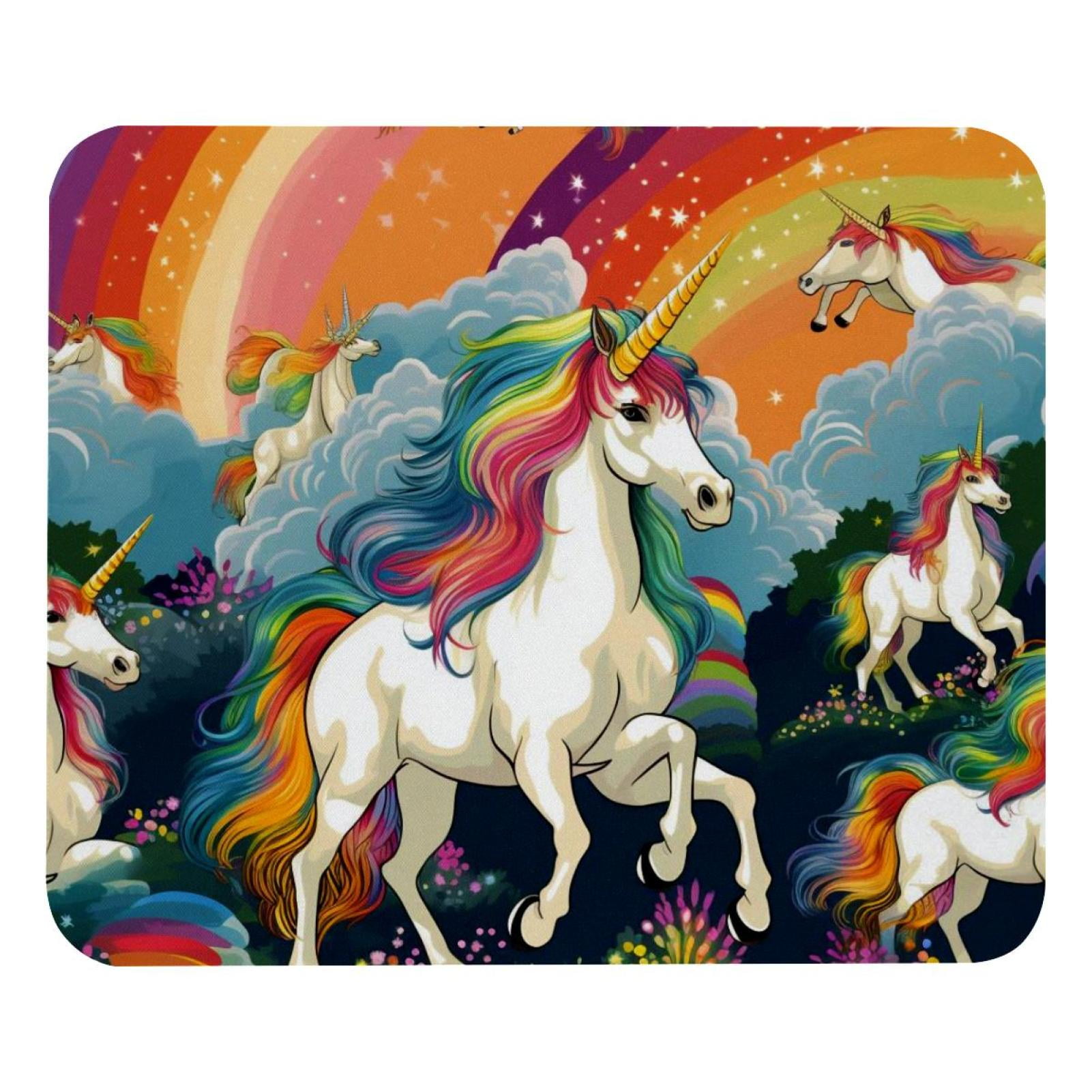 Rainbow Unicorn Mouse Pad, Rubber Base Computer Mouse Pads for Wireless ...