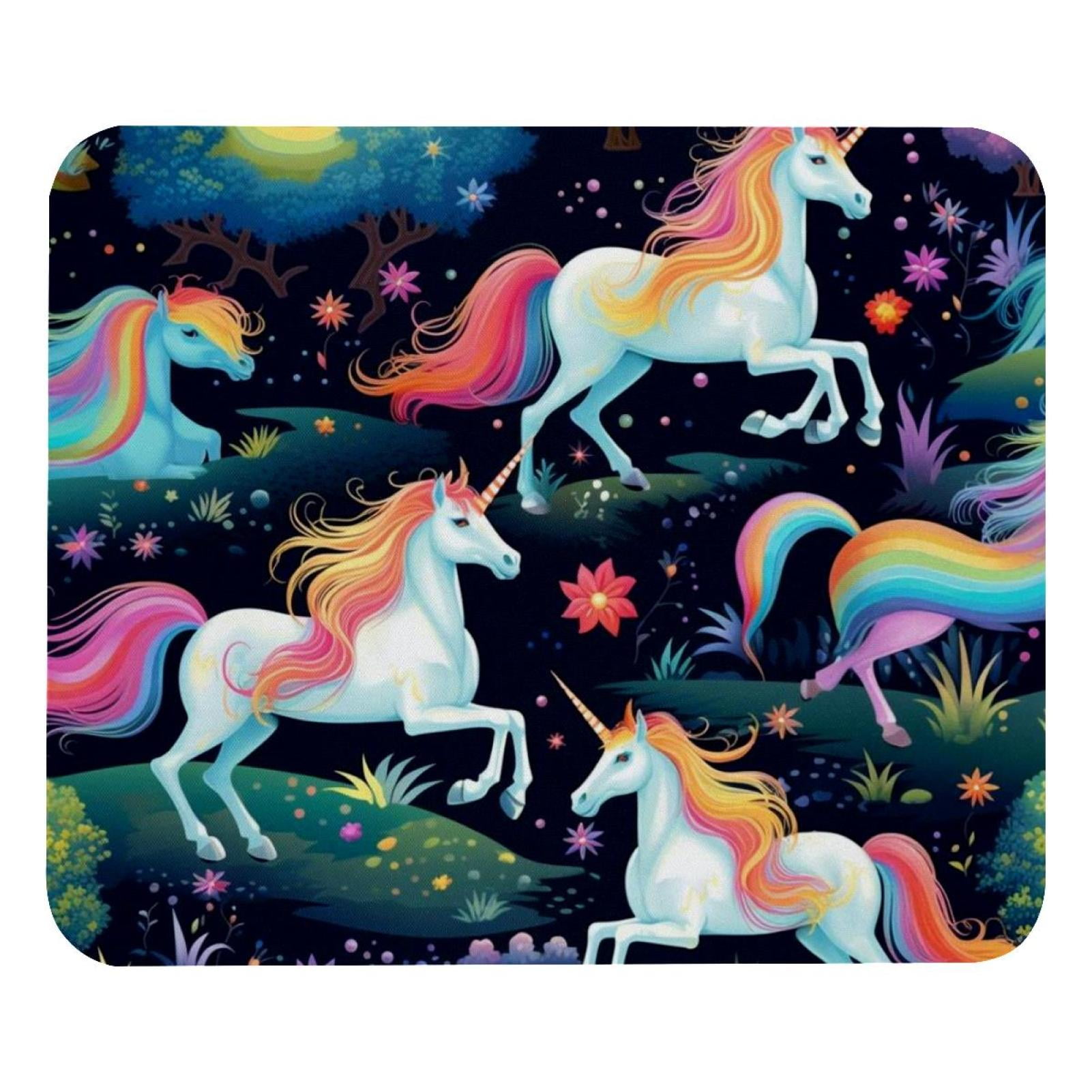 Rainbow Unicorn Mouse Pad , Soft Cute Computer Mouse Mat with Rubber ...
