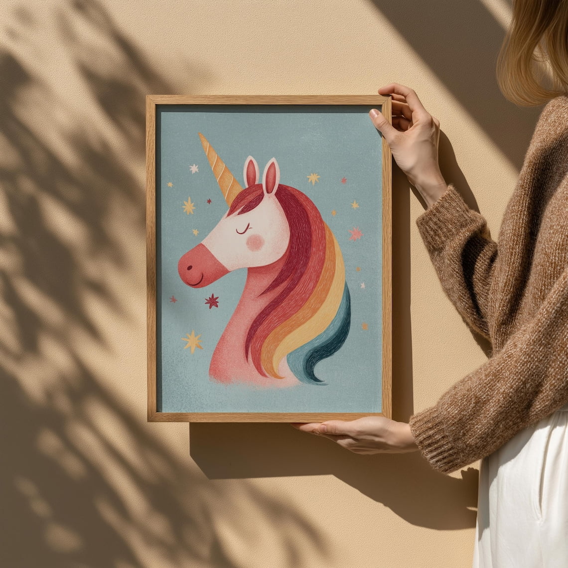 Rainbow Unicorn Nursery Poster: Pastel Girl'S Room Decor, Unframed ...