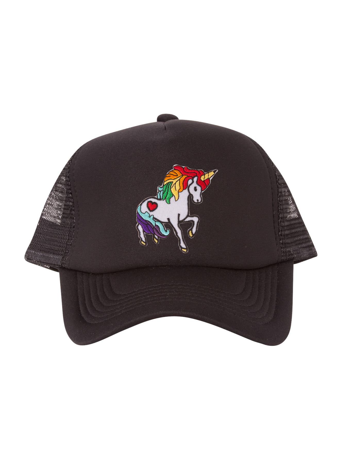 Rainbow Unicorn Patch Trucker Foam Panel Hat - Black - Walmart.com