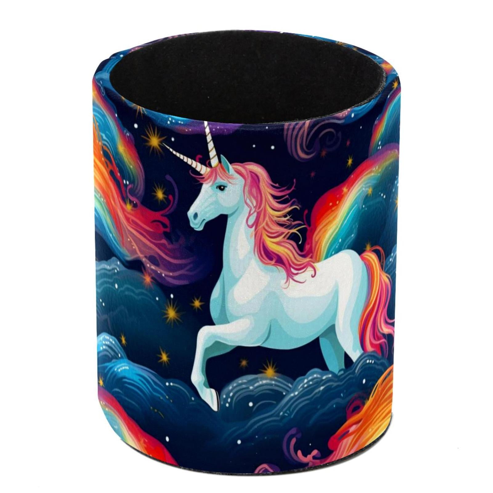 Rainbow Unicorn Pencil/Pen Holder for desk, Round Desktop Organizer for ...