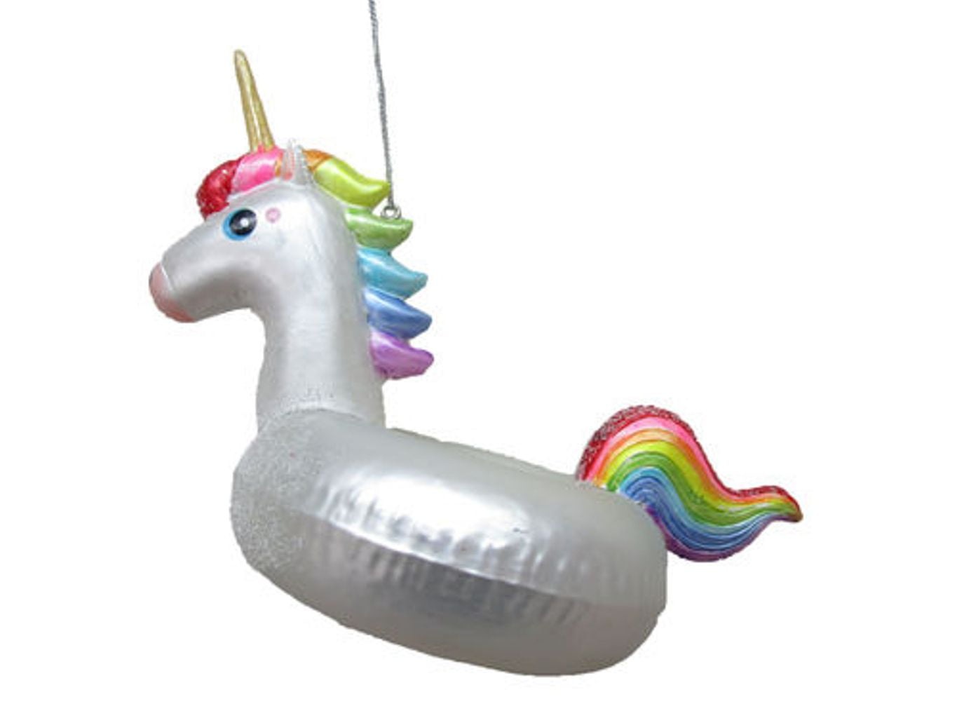 Rainbow Unicorn Pool Float Christmas Holiday Ornament Glass - Walmart.com