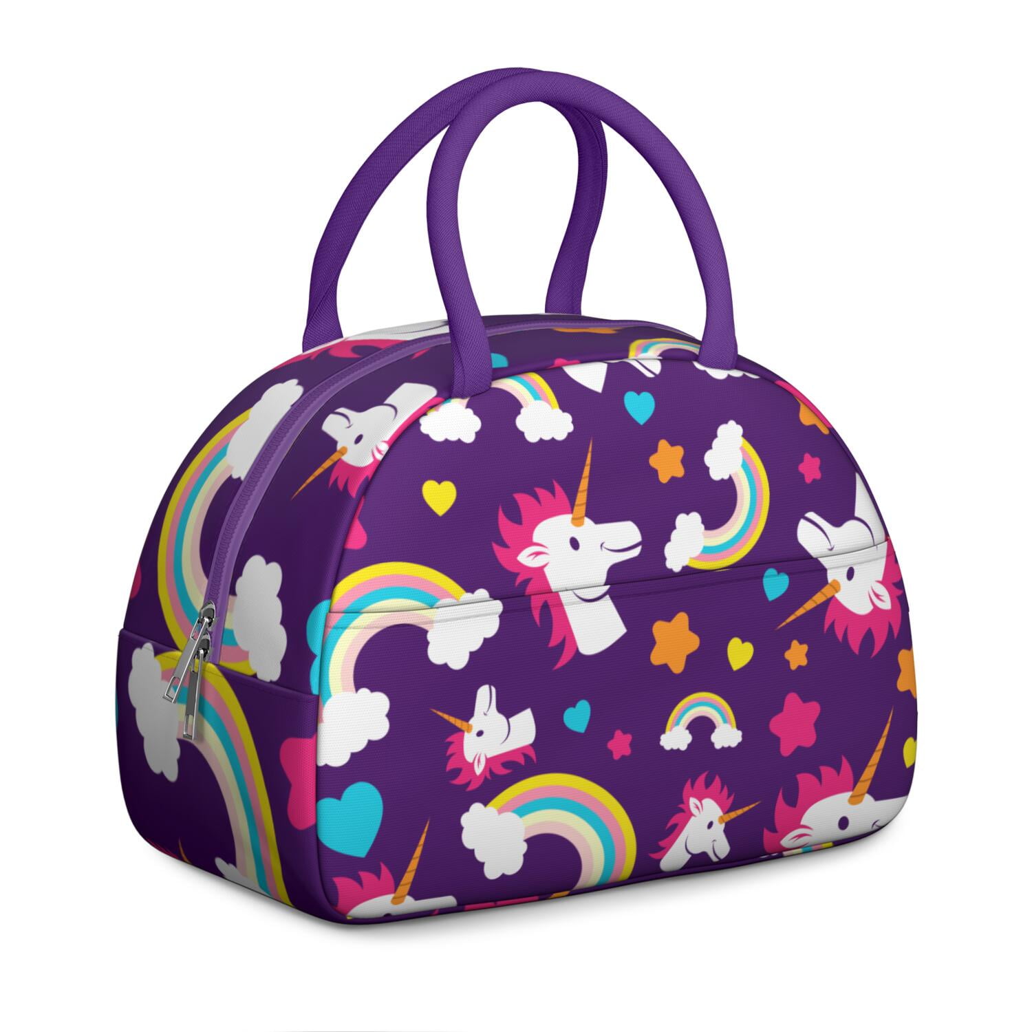 Rainbow Unicorn Print Lunch Tote for Women, Cartoon Mythical Horse ...