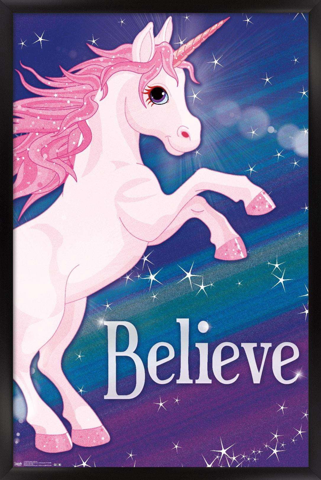 Rainbow Unicorn Wall Poster, 14.725" x 22.375", Framed - Walmart.com