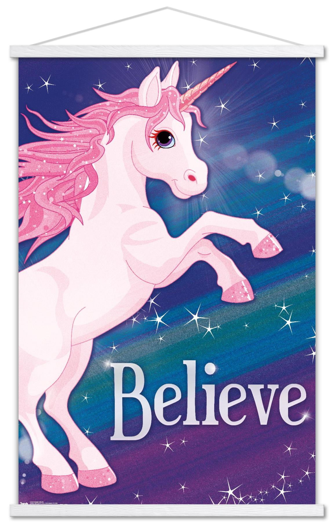 Rainbow Unicorn Wall Poster with Wooden Magnetic Frame, 22.375" x 34 ...