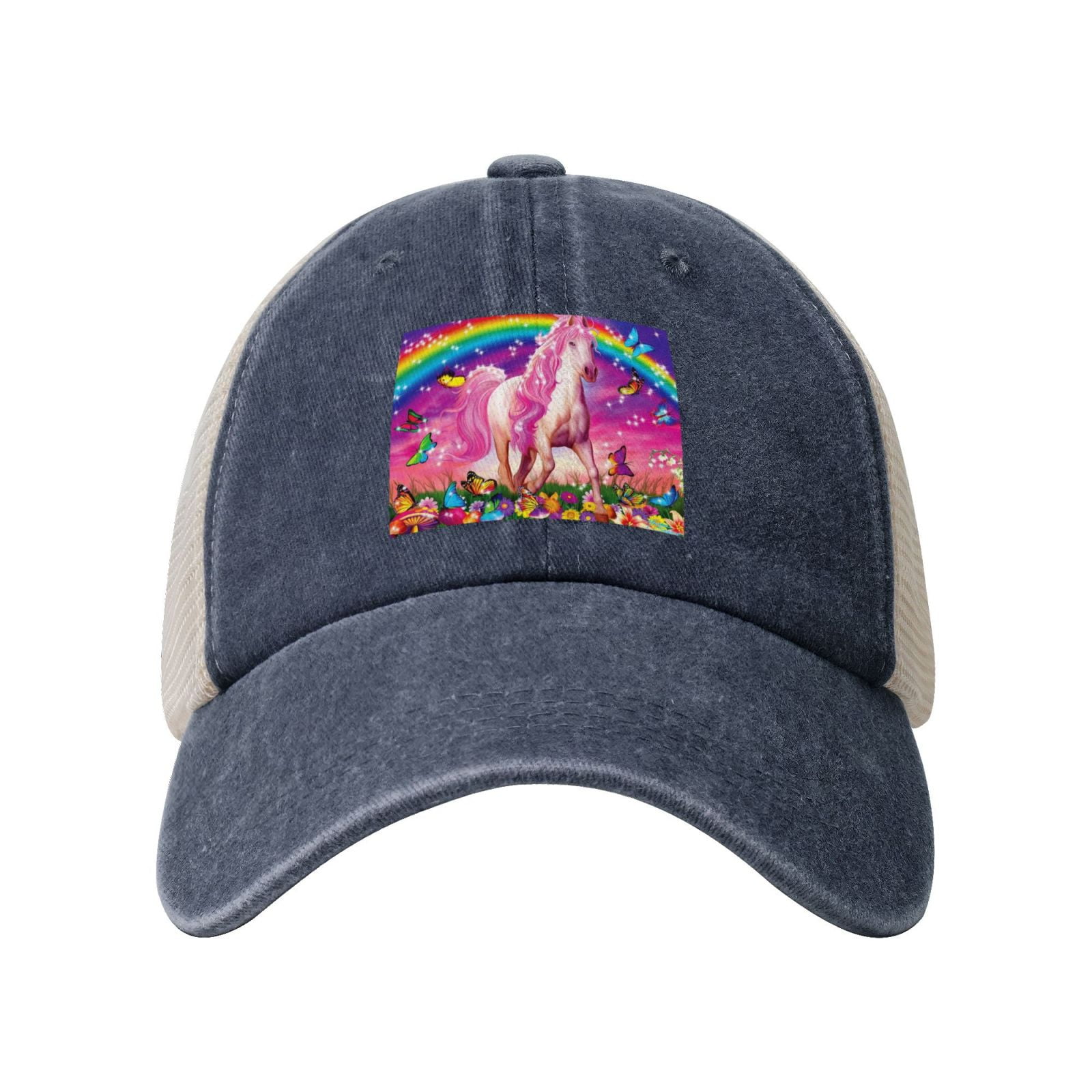 Rainbow Unicorn Wallpapers Unisex Cowboy Mesh Baseball Cap Adjustable ...