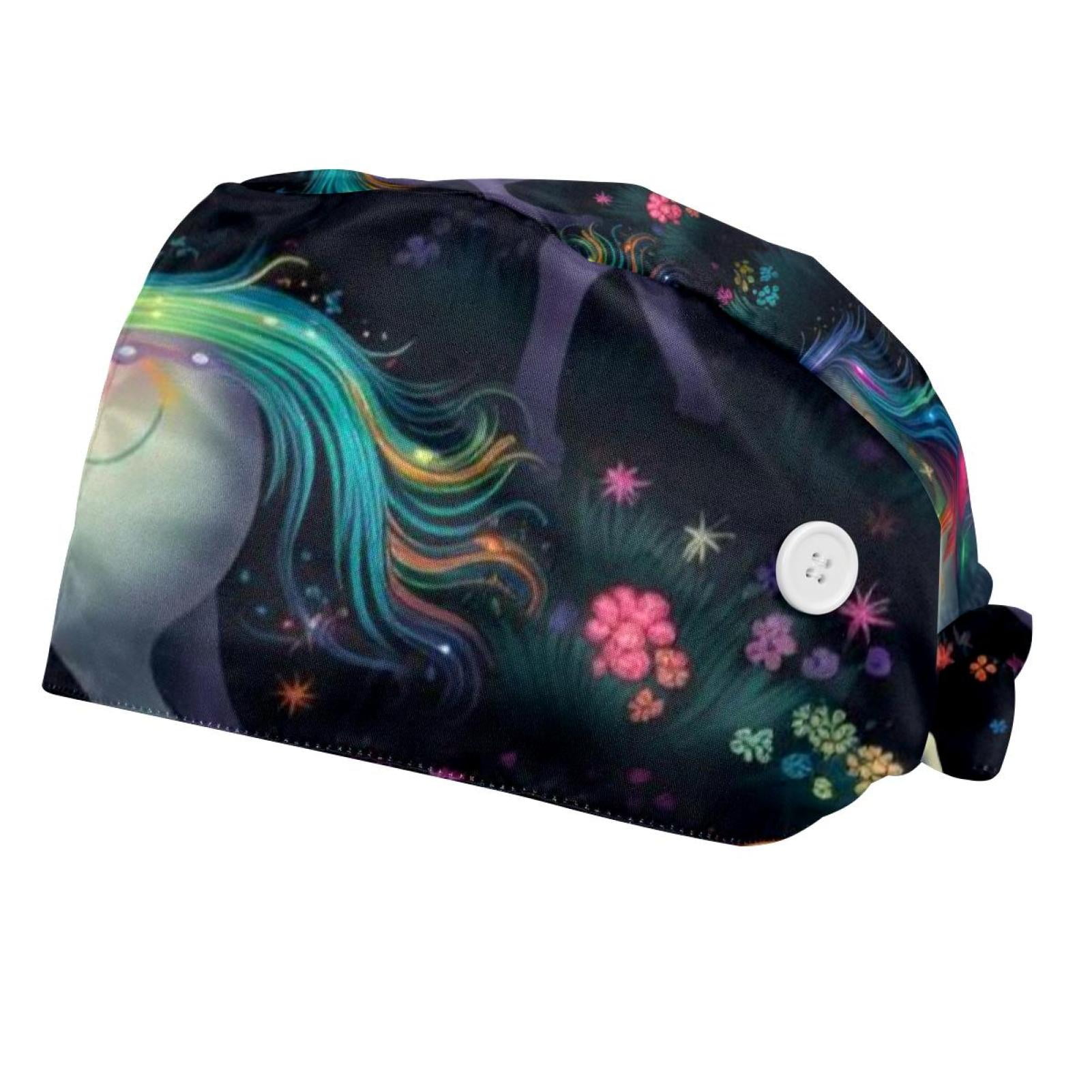 Rainbow Unicorn Working Cap with Button, Cotton Working Hat Sweatband ...