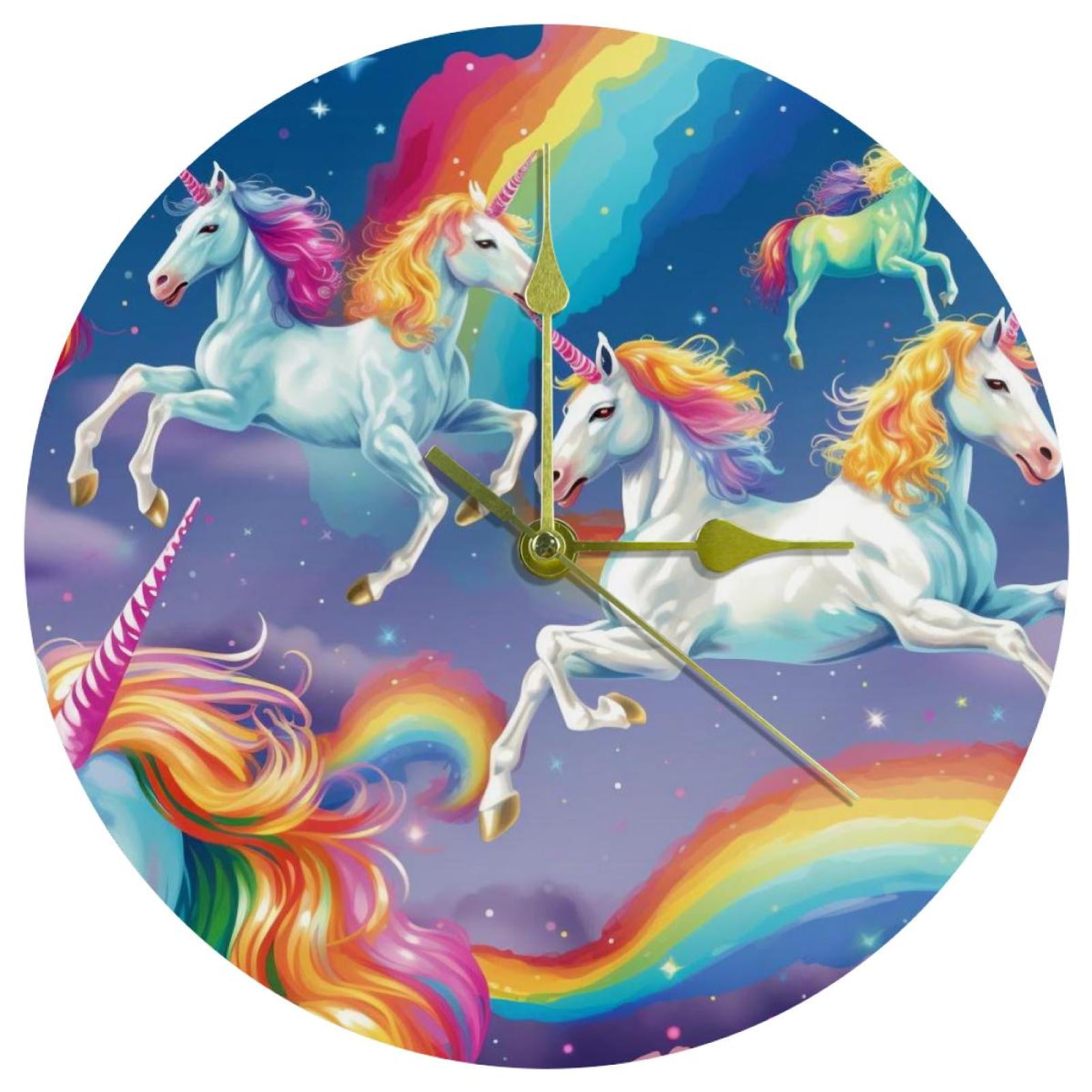 Rainbow Unicorns Circular Acrylic Wall Clock - Elegant Timepiece for ...