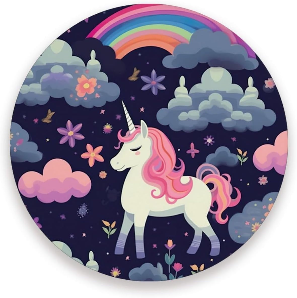 Rainbow Unicorns Cloudy Coasters Absorbent Moisture Non-Slip Drink ...